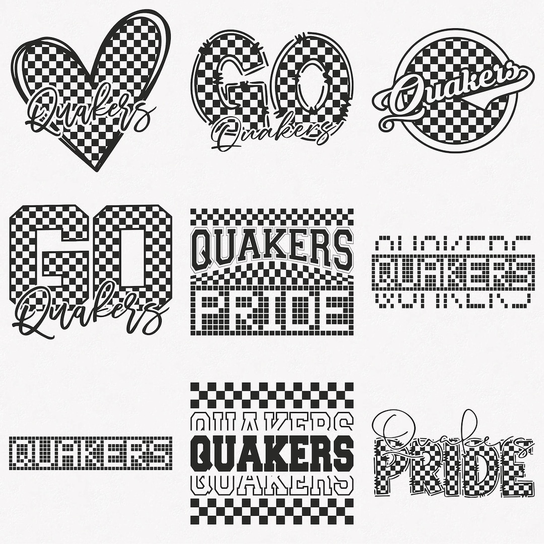 Quakers Svg, Quakers Checkered Typography 9 Sports Svg Mascot Pack ...