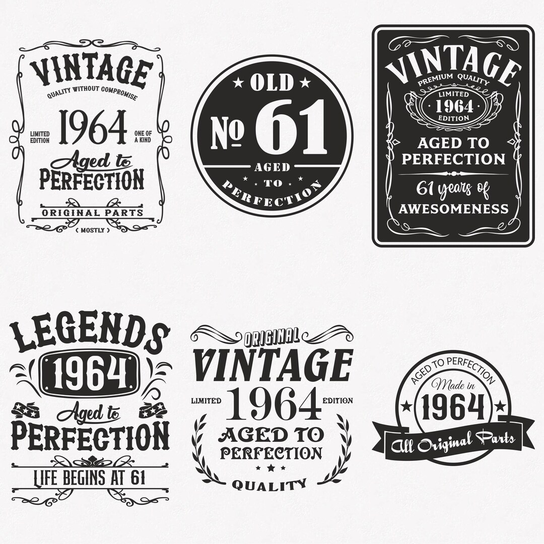 1964 Svg, 61st Birthday Svg, 6-pack 1964 Svg Bundle, Vintage 1964 Svg ...