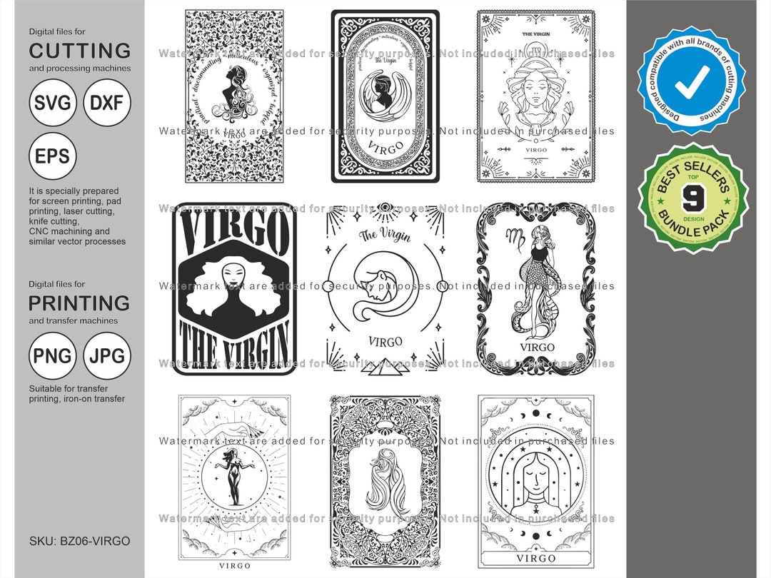 Virgo Svg, Virgin Zodiac Symbol Svg, Virgo Zodiac Sign Svg, 9-pack ...