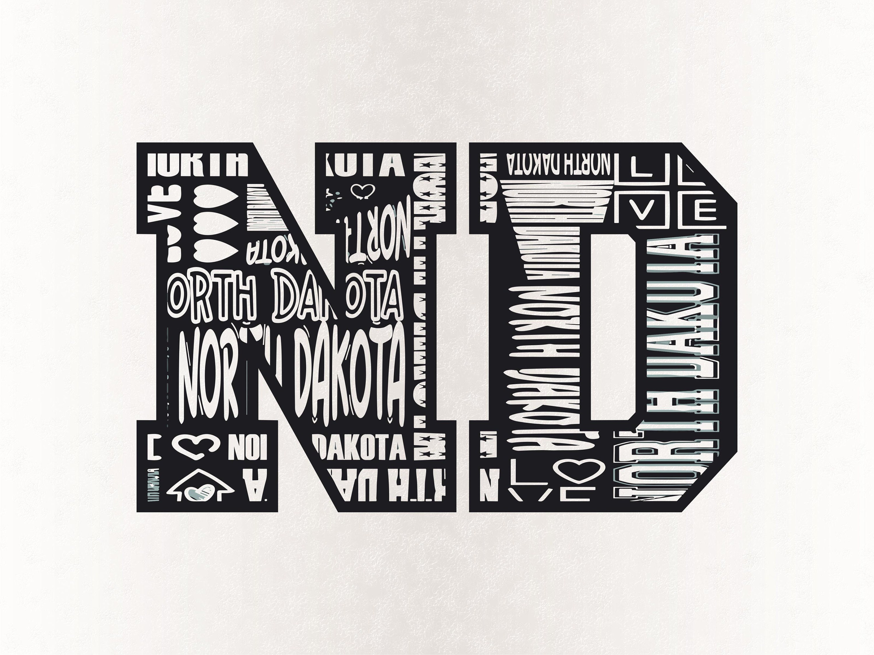 ND North Dakota State Typography Bundle Svg, North Dakota State Bundle ...