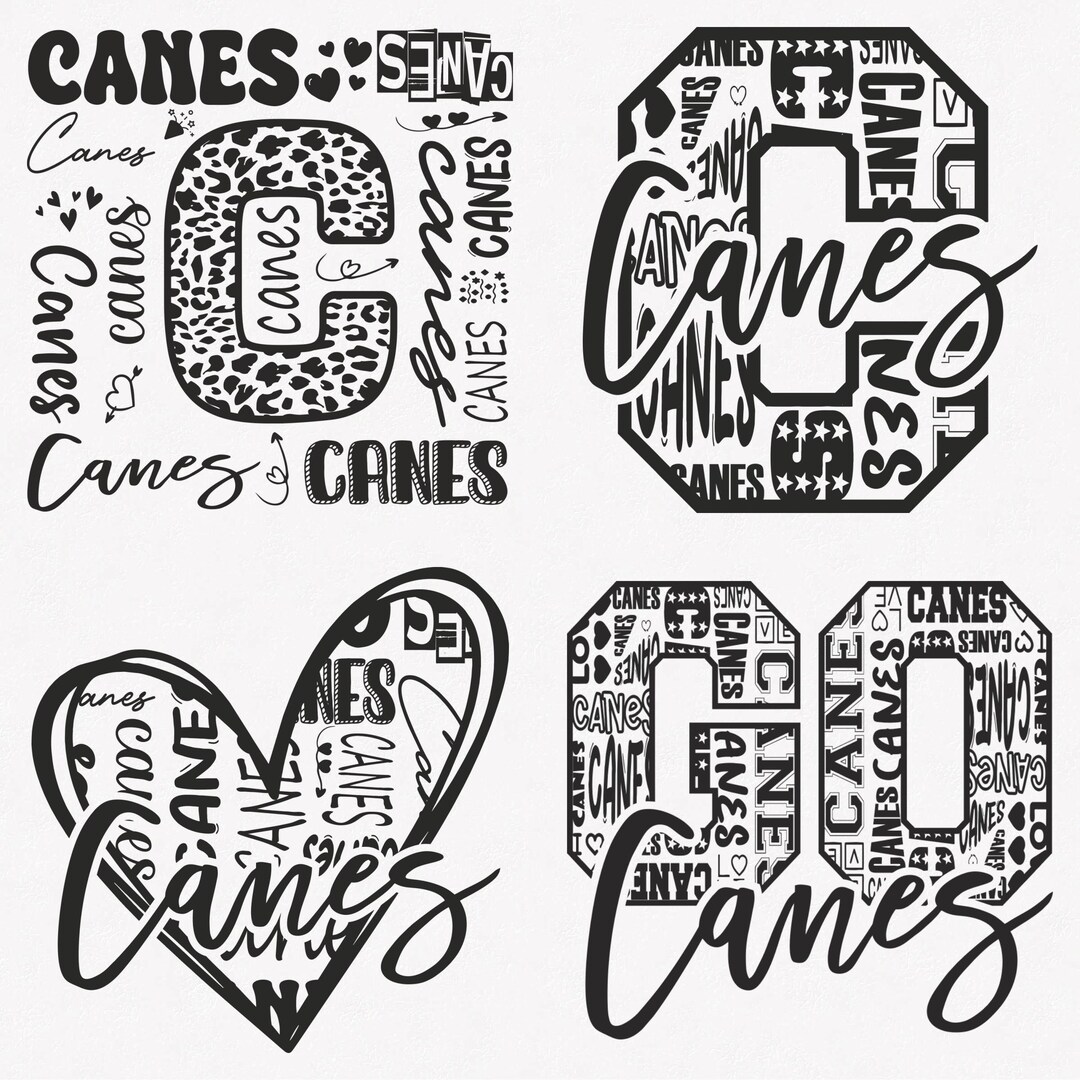 Canes Svg, Canes Typography 4 Sports Svg Mascot Pack, Canes Typography ...
