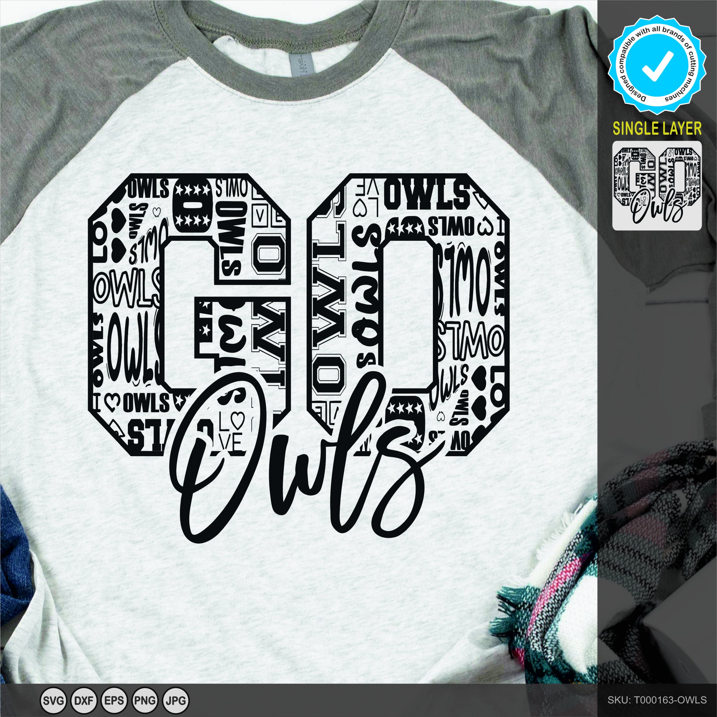 Owls Svg, Owls Typography 4 Sports Svg Mascot Pack, Owls Typography Svg ...