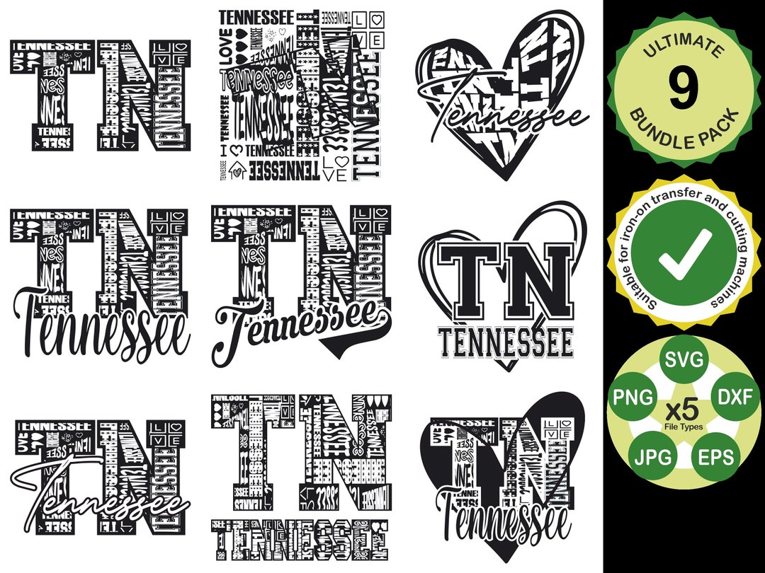 TN Tennessee State Typography Bundle Svg, Tennessee State Bundle Svg ...