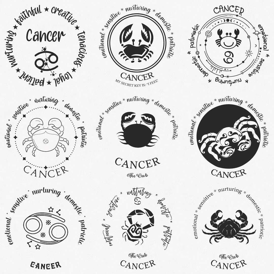 Cancer Svg, Crab Zodiac Symbol Svg, Cancer Zodiac Sign Svg, 9-pack ...