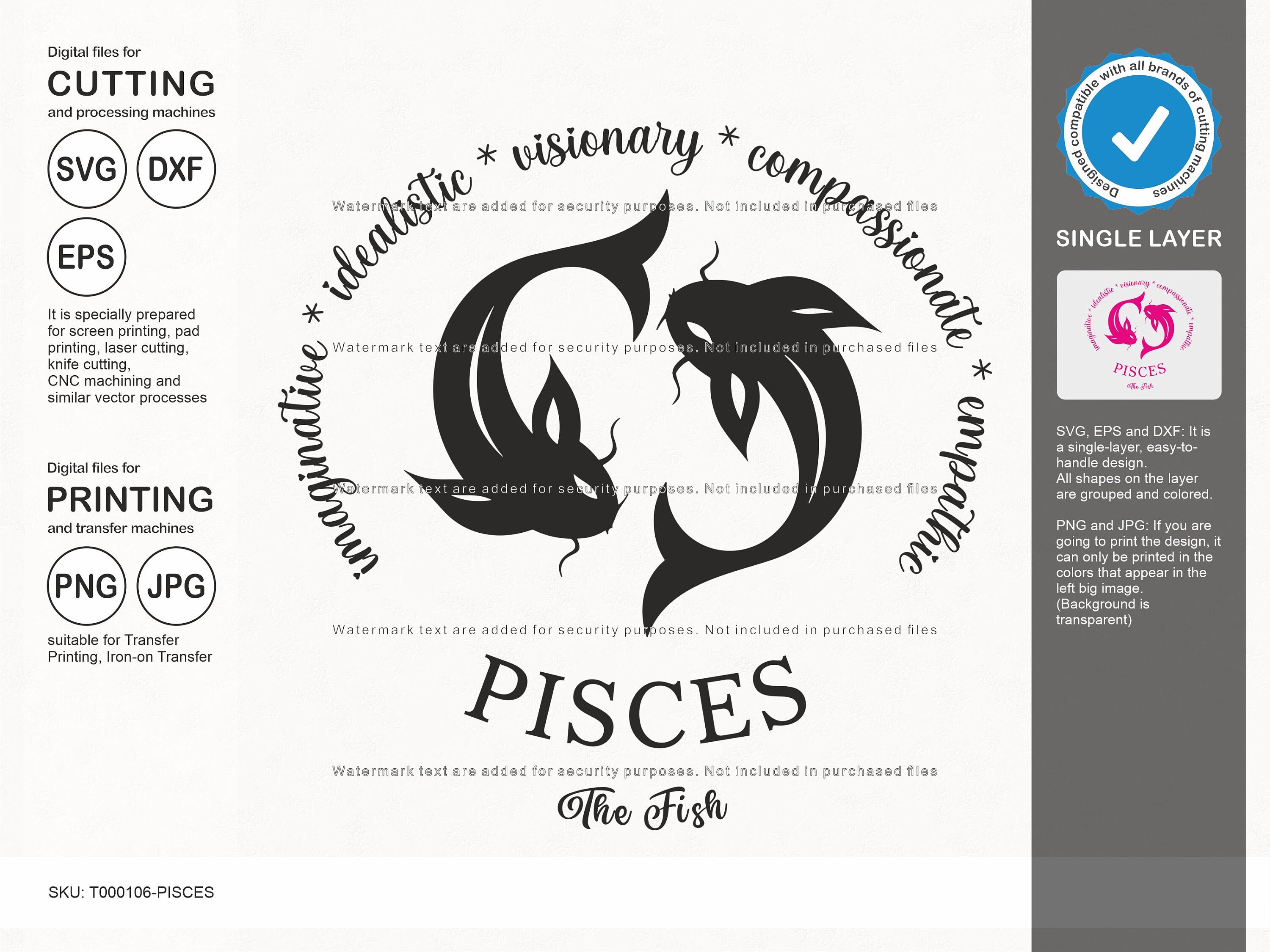Pisces Svg Fish Zodiac Symbol Svg Pisces Zodiac Sign Svg - Etsy