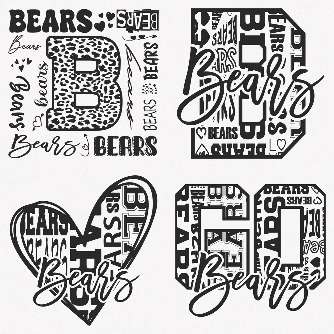 Bears Svg, Bears Typography 4 Sports Svg Mascot Pack, Bears Typography ...