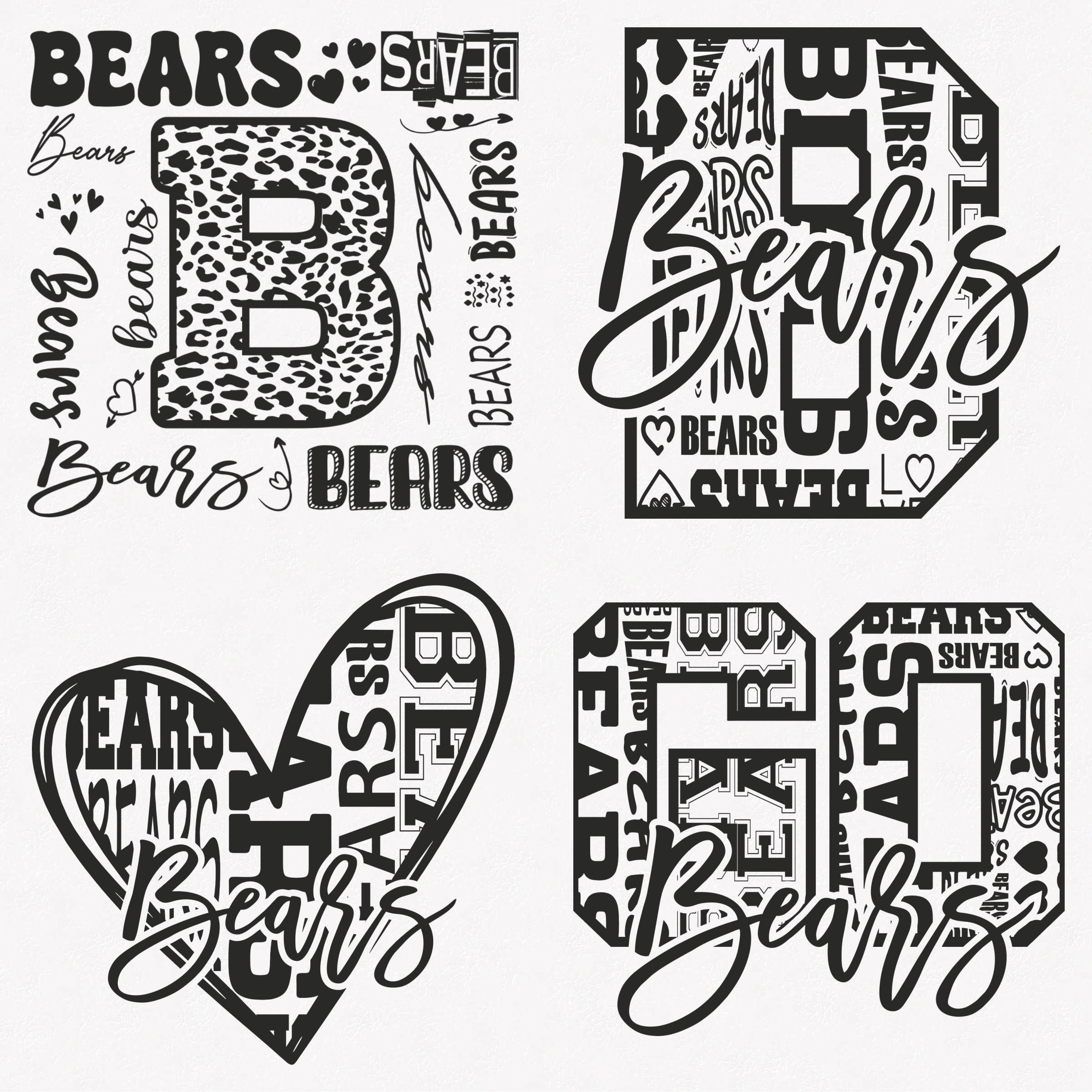 Bears Svg, Bears Typography 4 Sports Svg Mascot Pack, Bears Typography ...