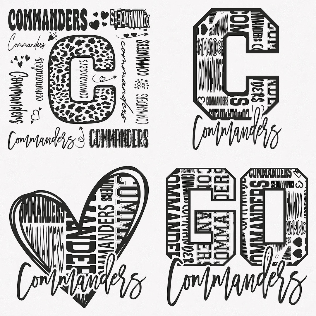 Commanders Svg, Commanders Typography 4 Sports Svg Mascot Pack ...