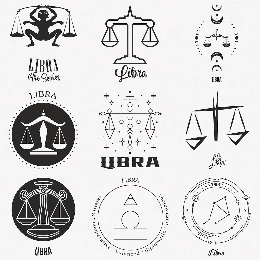 Libra Svg, Scales Zodiac Symbol Svg, Libra Zodiac Sign Svg, 9-pack ...