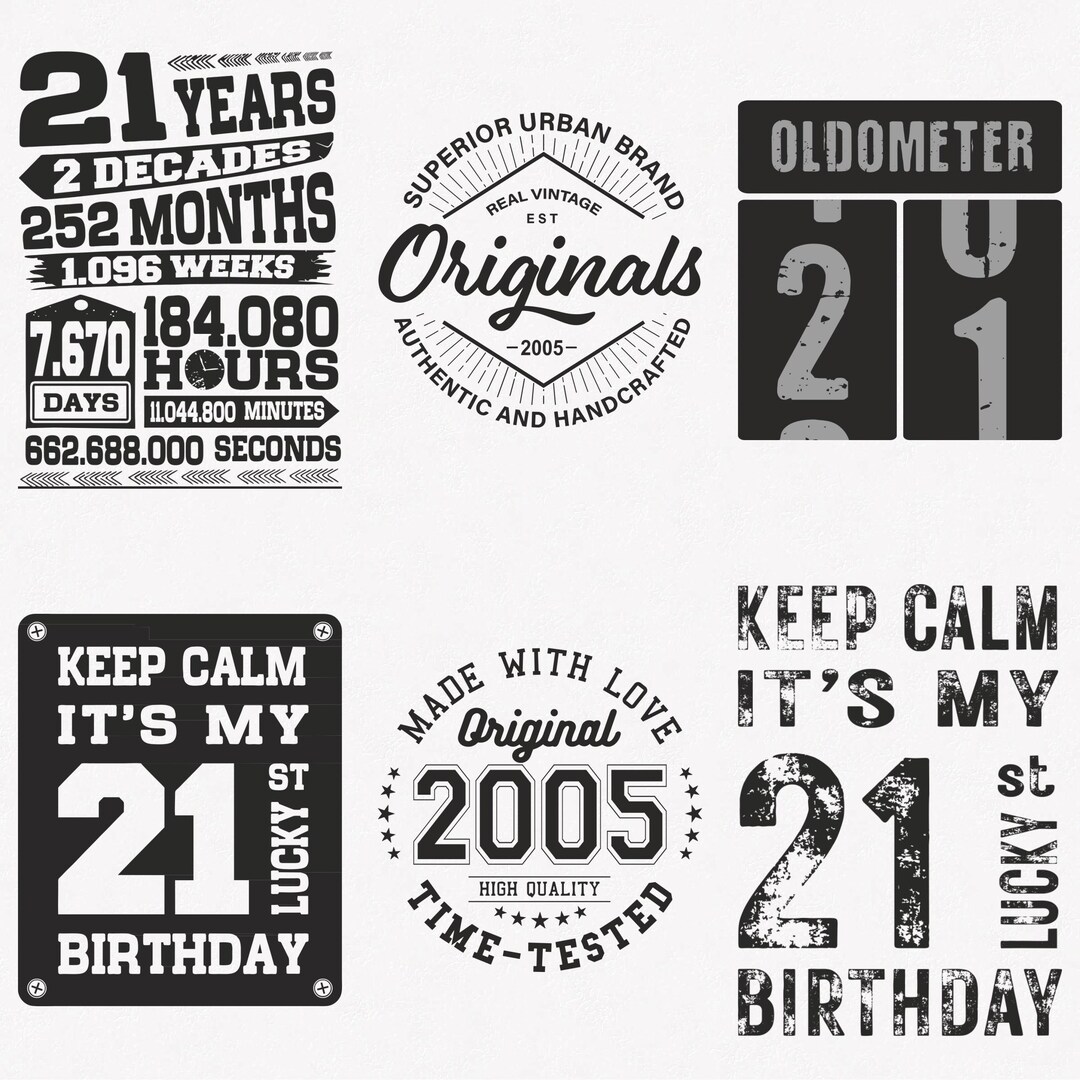 2005 Svg, 21st Birthday Svg, 6-pack 2005 Svg Bundle, Original Rustic ...