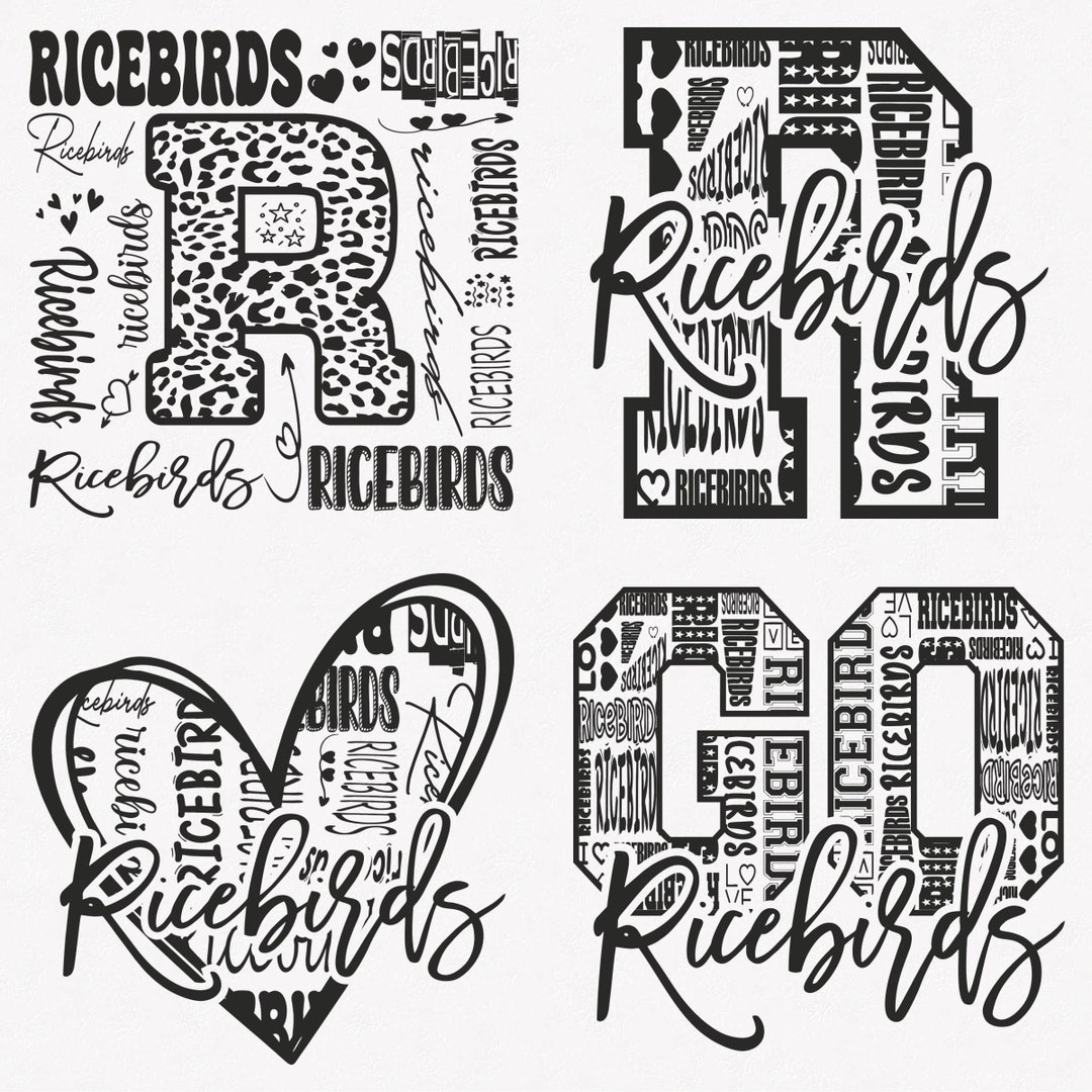 Ricebirds Svg, Ricebirds Typography 4 Sports Svg Mascot Pack, Ricebirds ...