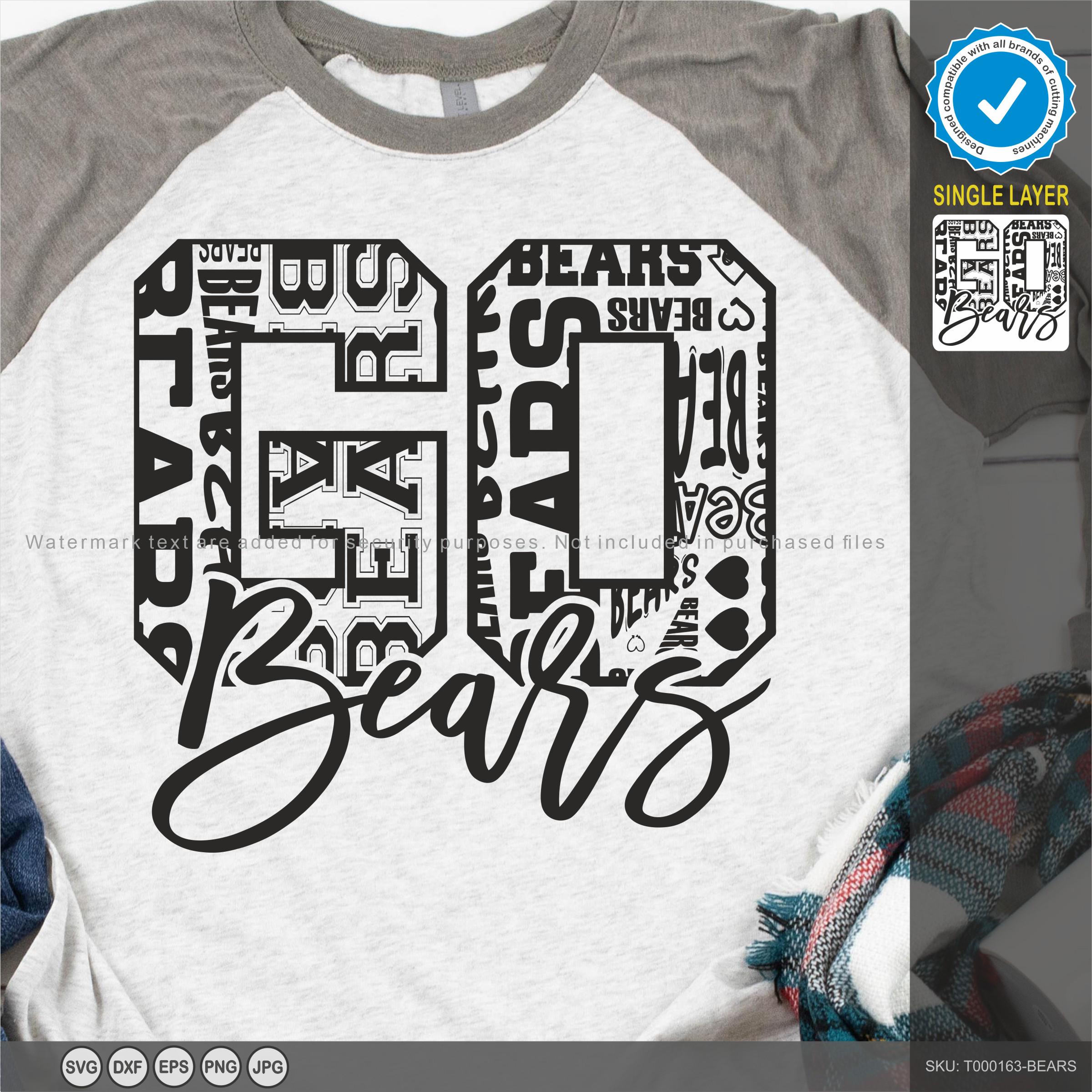 Bears Svg, Bears Typography 4 Sports Svg Mascot Pack, Bears Typography ...