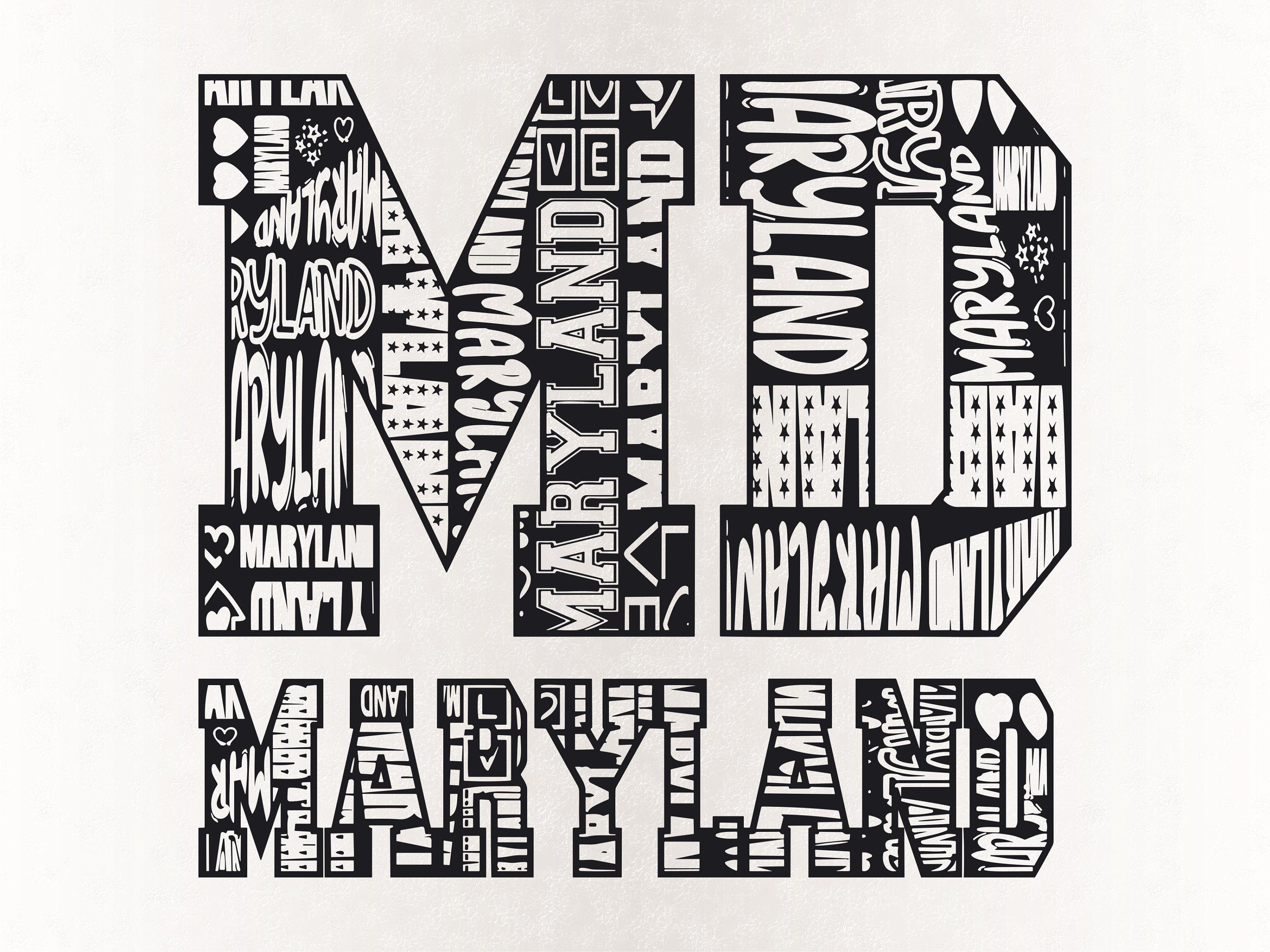 MD Maryland State Typography Bundle Svg, Maryland State Bundle Svg ...
