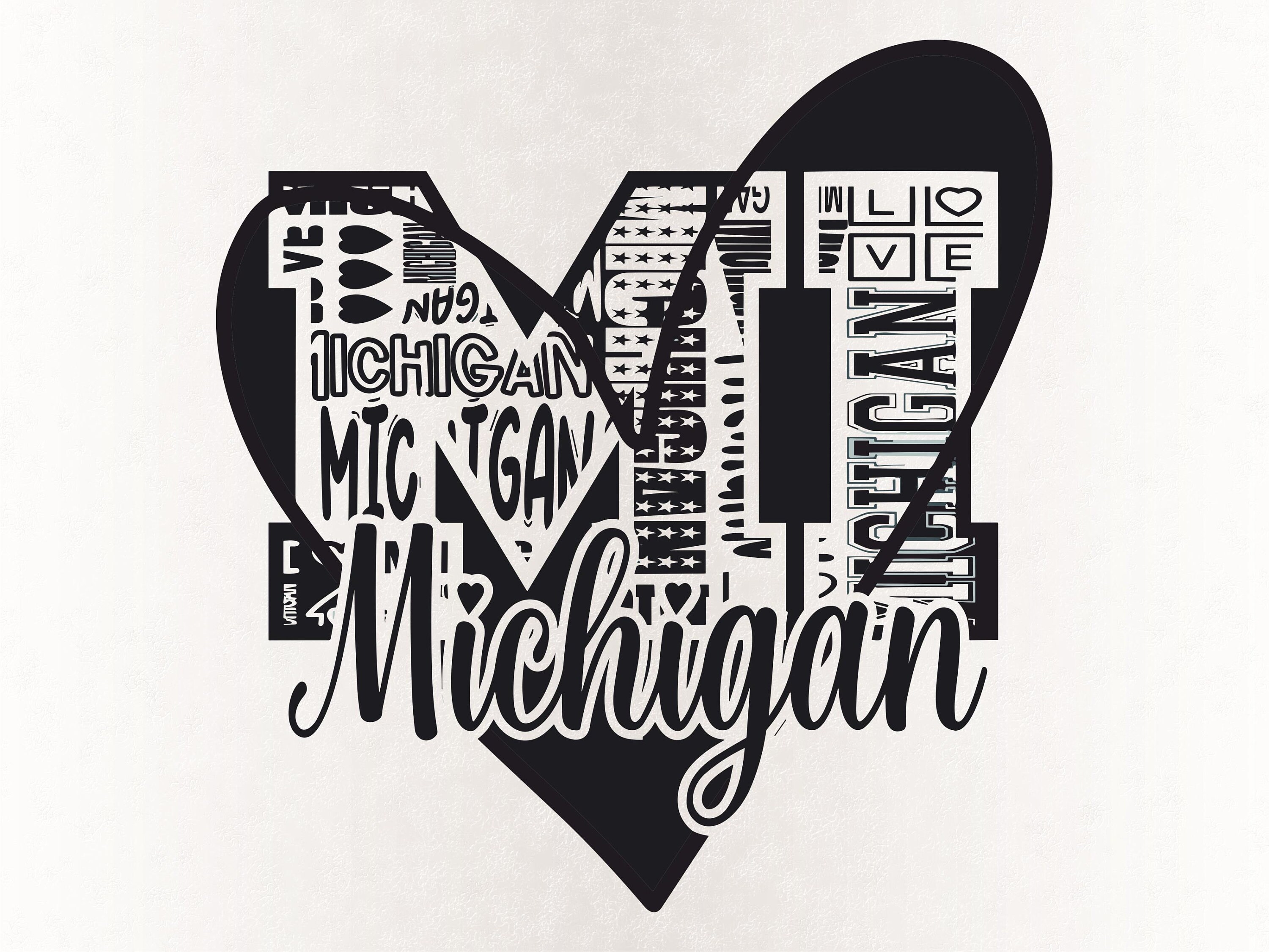 MI Michigan State Typography Bundle Svg, Michigan State Bundle Svg ...