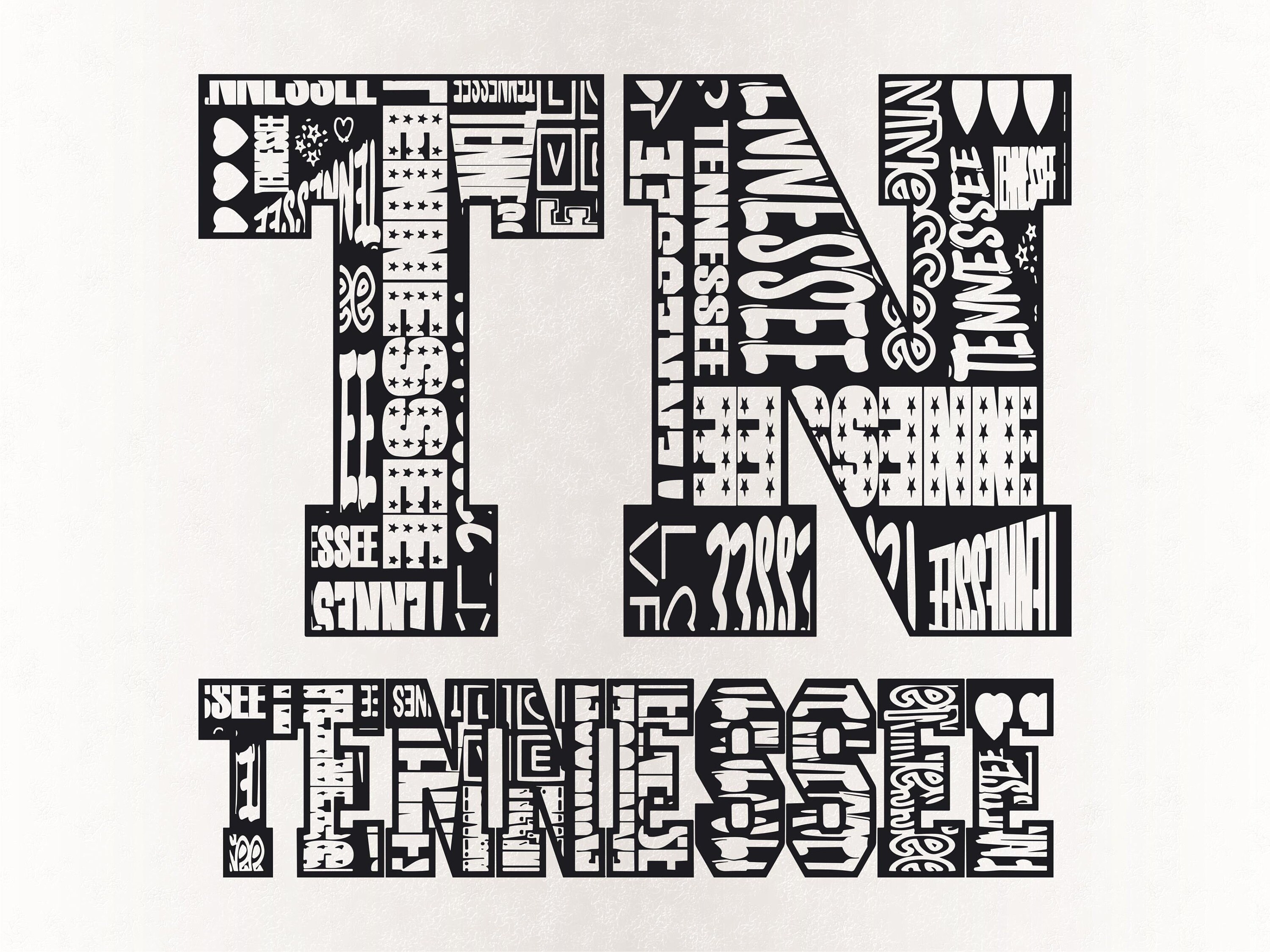 TN Tennessee State Typography Bundle Svg, Tennessee State Bundle Svg ...