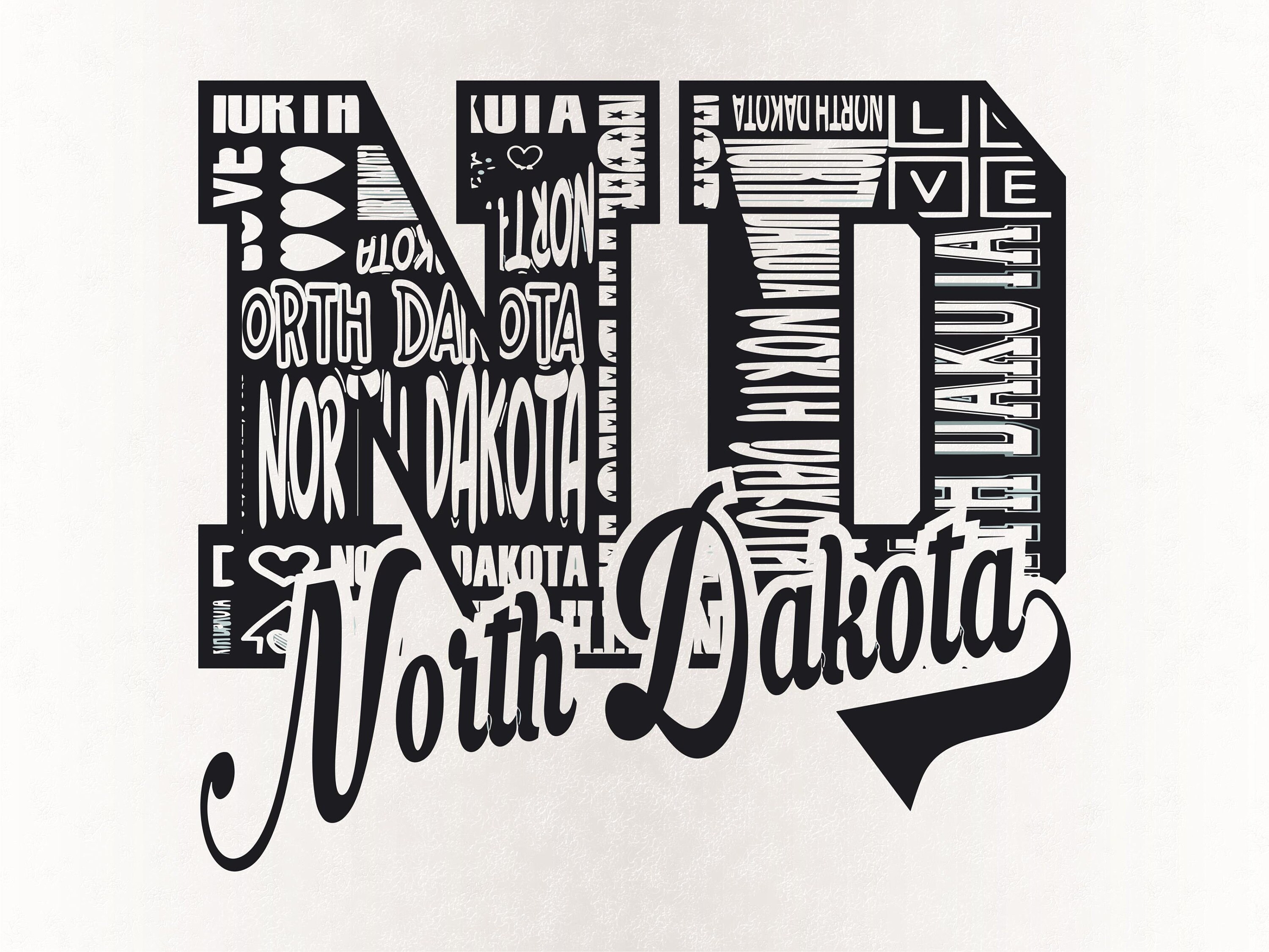 ND North Dakota State Typography Bundle Svg, North Dakota State Bundle ...