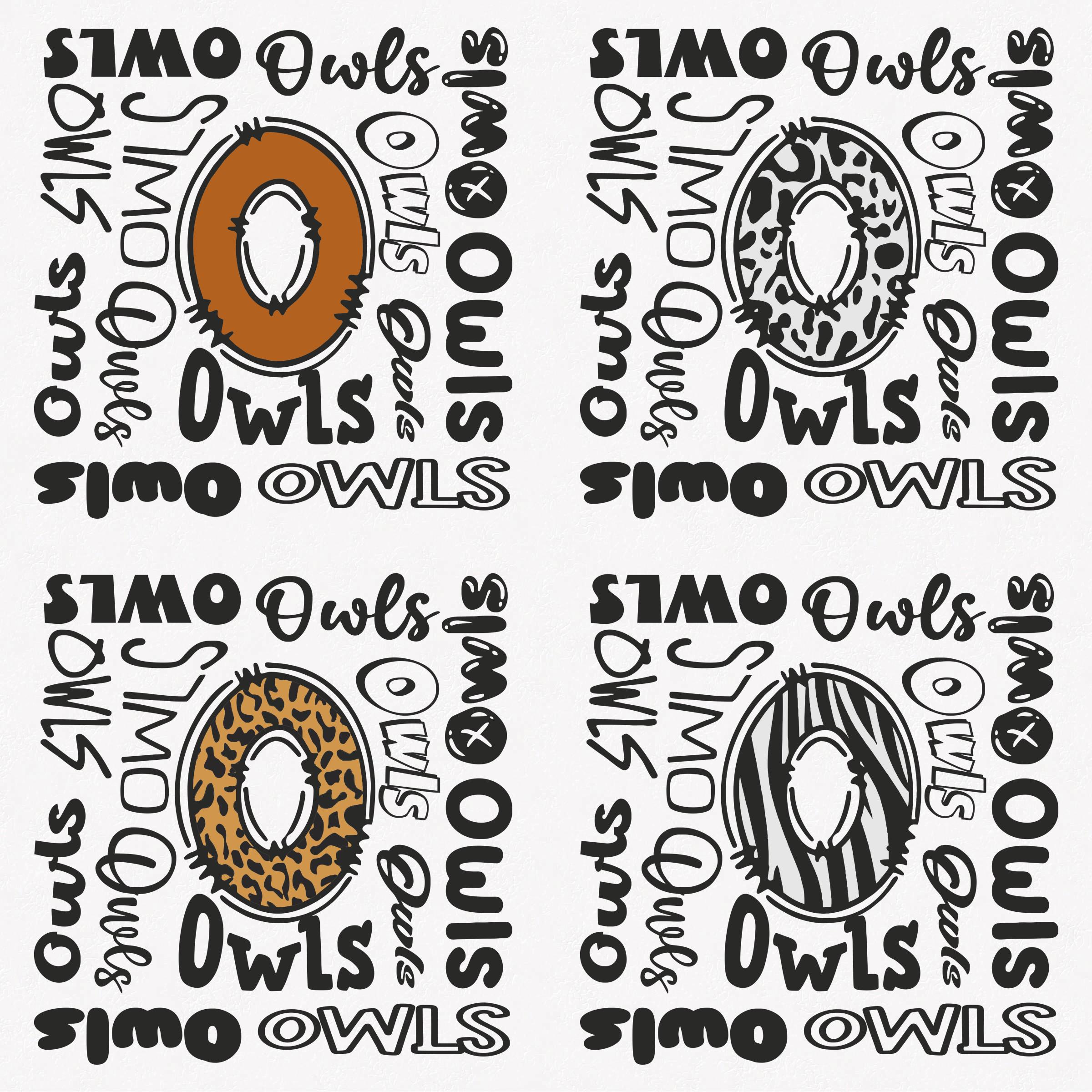 Owls Svg, Owls Typography 4 Sports Svg Mascot Pack, Owls Typography Svg ...