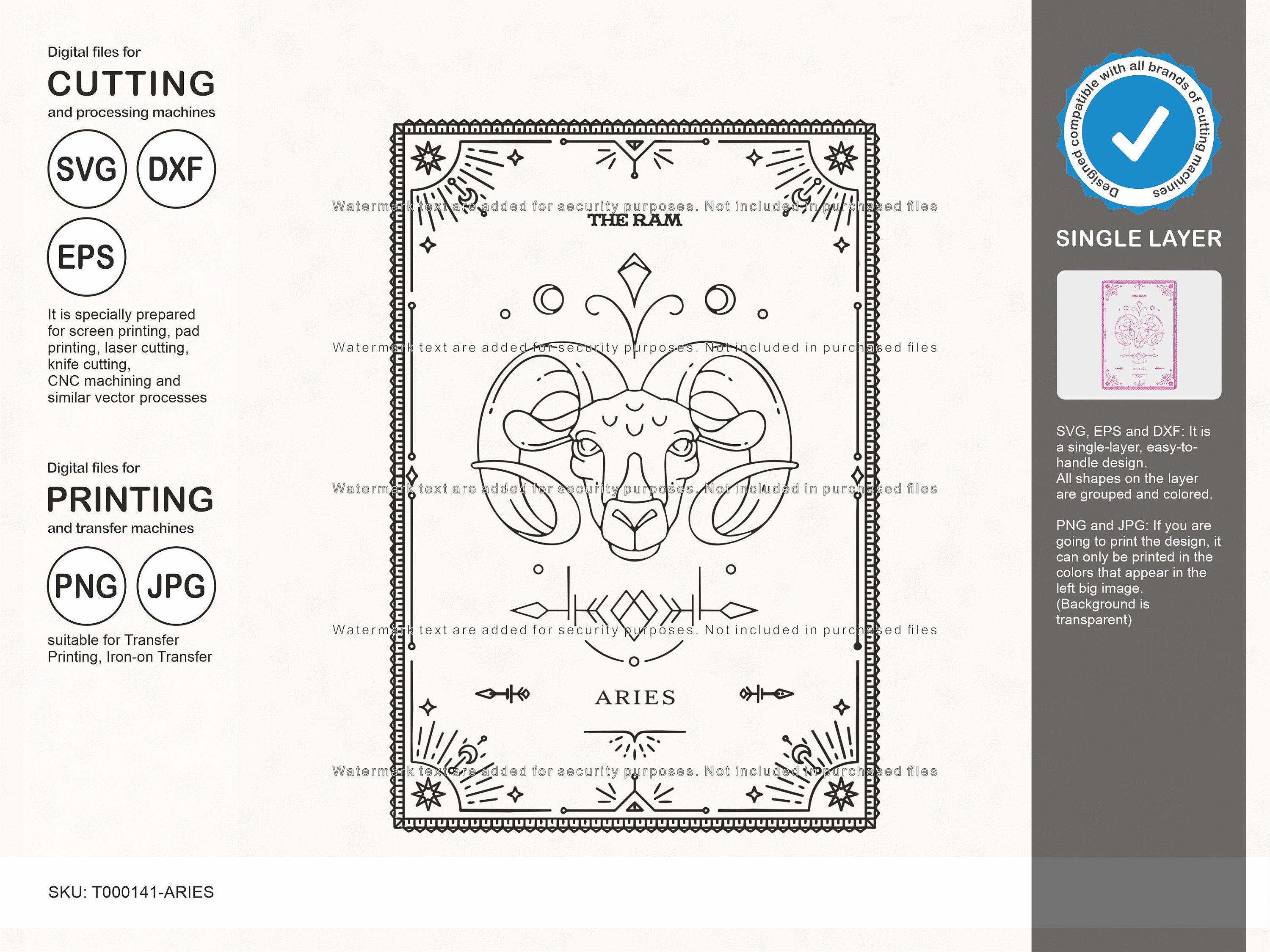 Aries Svg, Ram Zodiac Symbol Svg, Aries Zodiac Sign Svg, 9-pack Aries ...