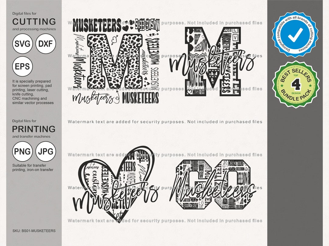 Musketeers Svg Musketeers Typography 4 Sports Svg Mascot - Etsy