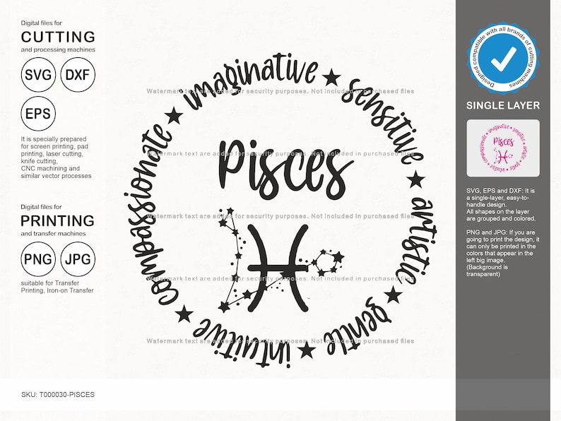Pisces Svg Fish Zodiac Symbol Svg Pisces Zodiac Sign Svg - Etsy