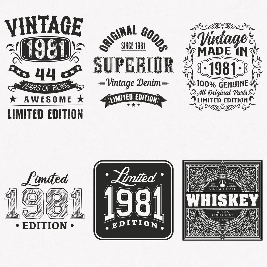 1981 Svg, 44th Birthday Svg, 6-pack 1981 Svg Bundle, Vintage 1981 Svg ...