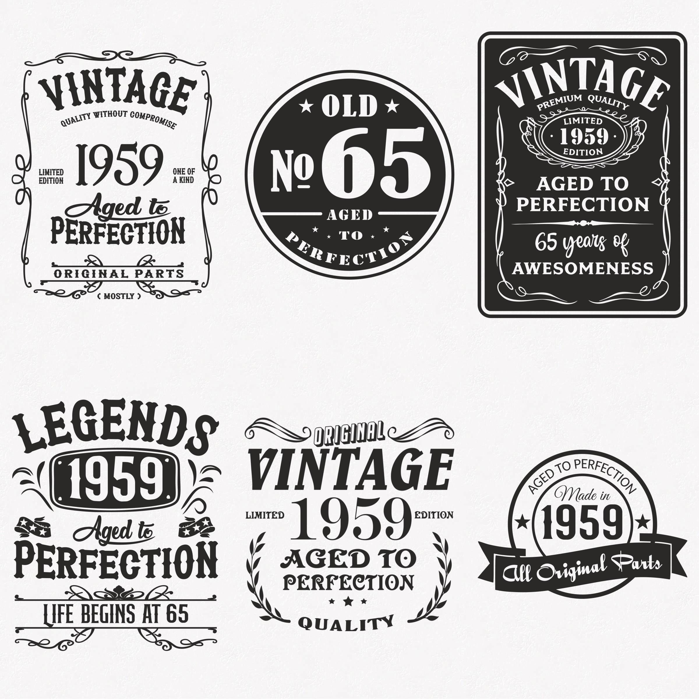 1959 Svg, 65th Birthday Svg, 6-pack 1959 Svg Bundle, Vintage 1959 Svg ...