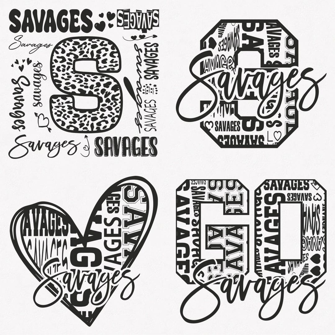Savages Svg, Savages Typography 4 Sports Svg Mascot Pack, Savages ...