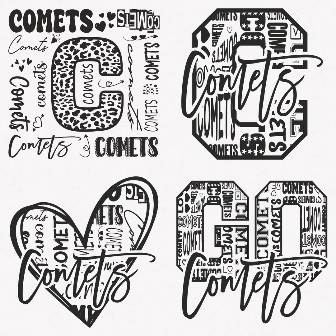 Comets Svg, Comets Typography 4 Sports Svg Mascot Pack, Comets ...
