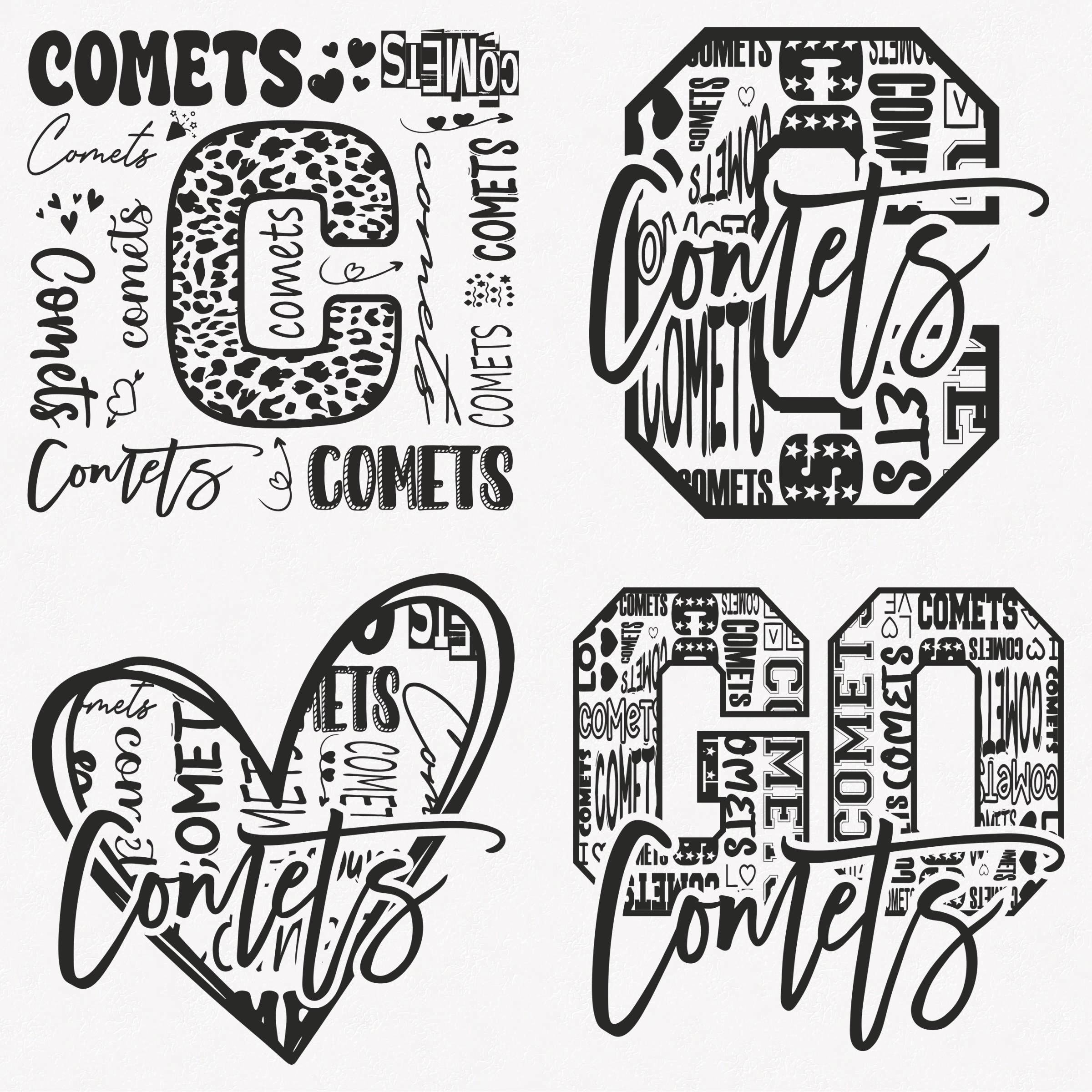 Comets Svg, Comets Typography 4 Sports Svg Mascot Pack, Comets ...