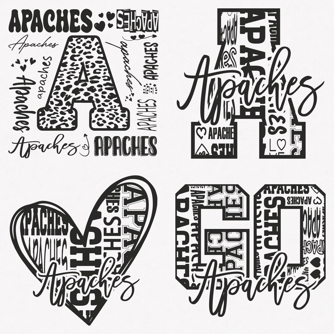 Apaches Svg, Apaches Typography 4 Sports Svg Mascot Pack, Apaches ...