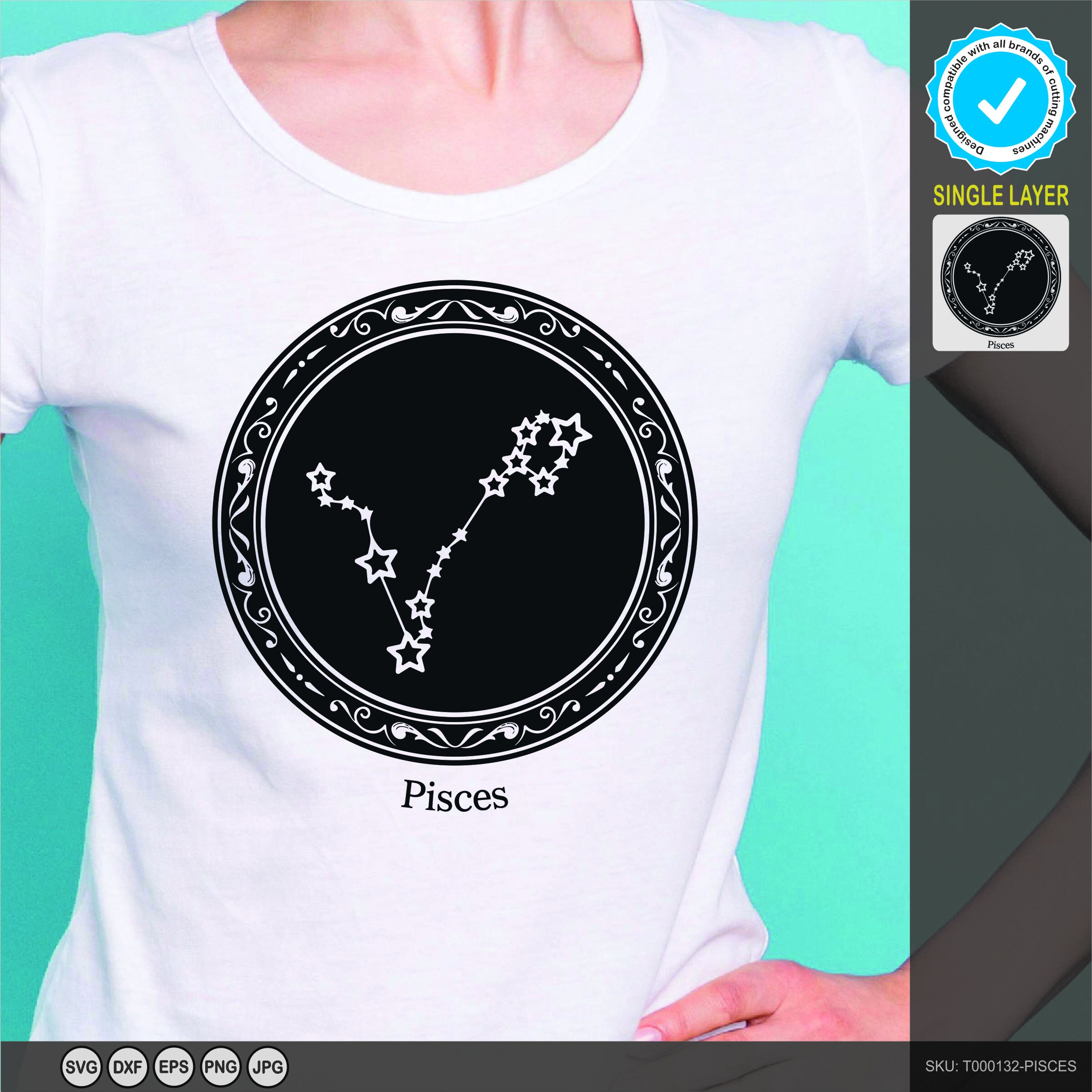 Pisces Svg, Fish Zodiac Symbol Svg, Pisces Zodiac Sign Svg, 9-pack ...