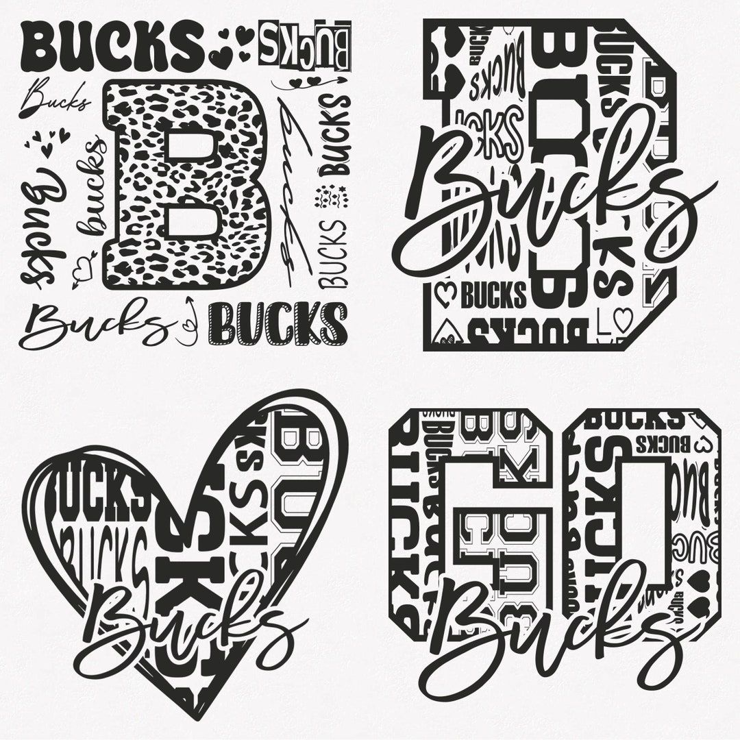 Bucks Svg, Bucks Typography 4 Sports Svg Mascot Pack, Bucks Typography ...
