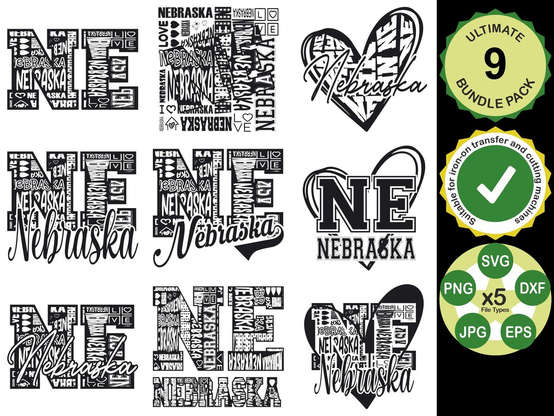 NE Nebraska State Typography Bundle Svg, Nebraska State Bundle Svg ...