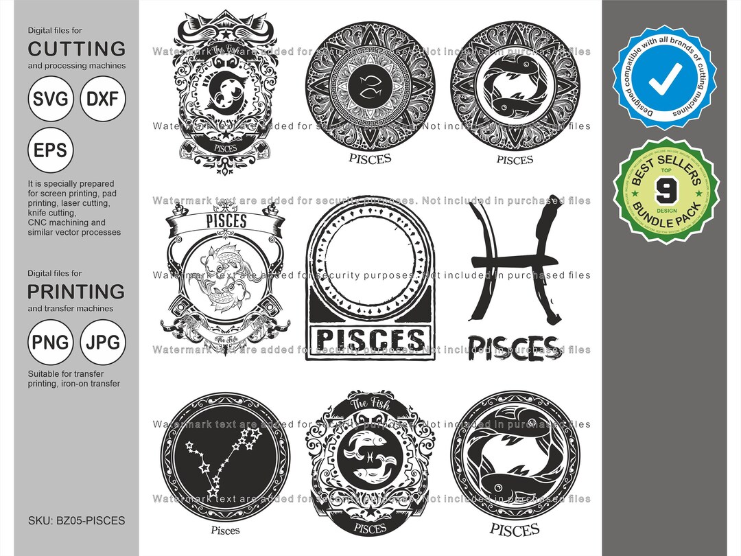 Pisces Svg Fish Zodiac Symbol Svg Pisces Zodiac Sign Svg - Etsy