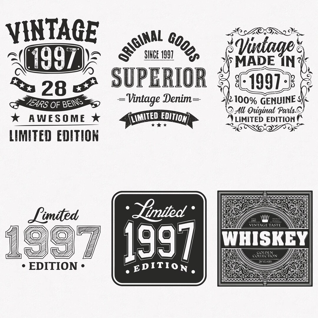 1997 Svg, 28th Birthday Svg, 6-pack 1997 Svg Bundle, Vintage 1997 Svg ...