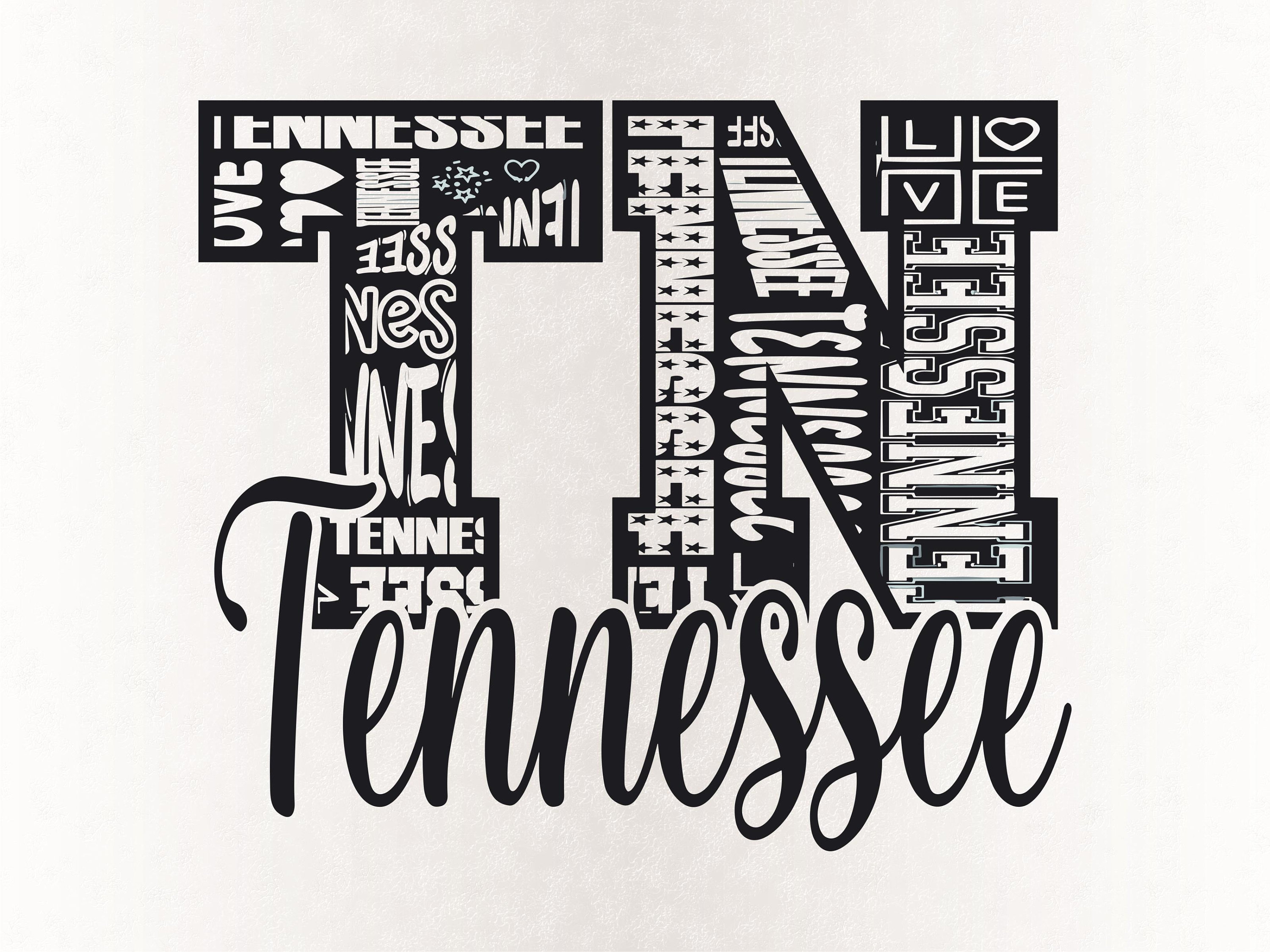 TN Tennessee State Typography Bundle Svg, Tennessee State Bundle Svg ...