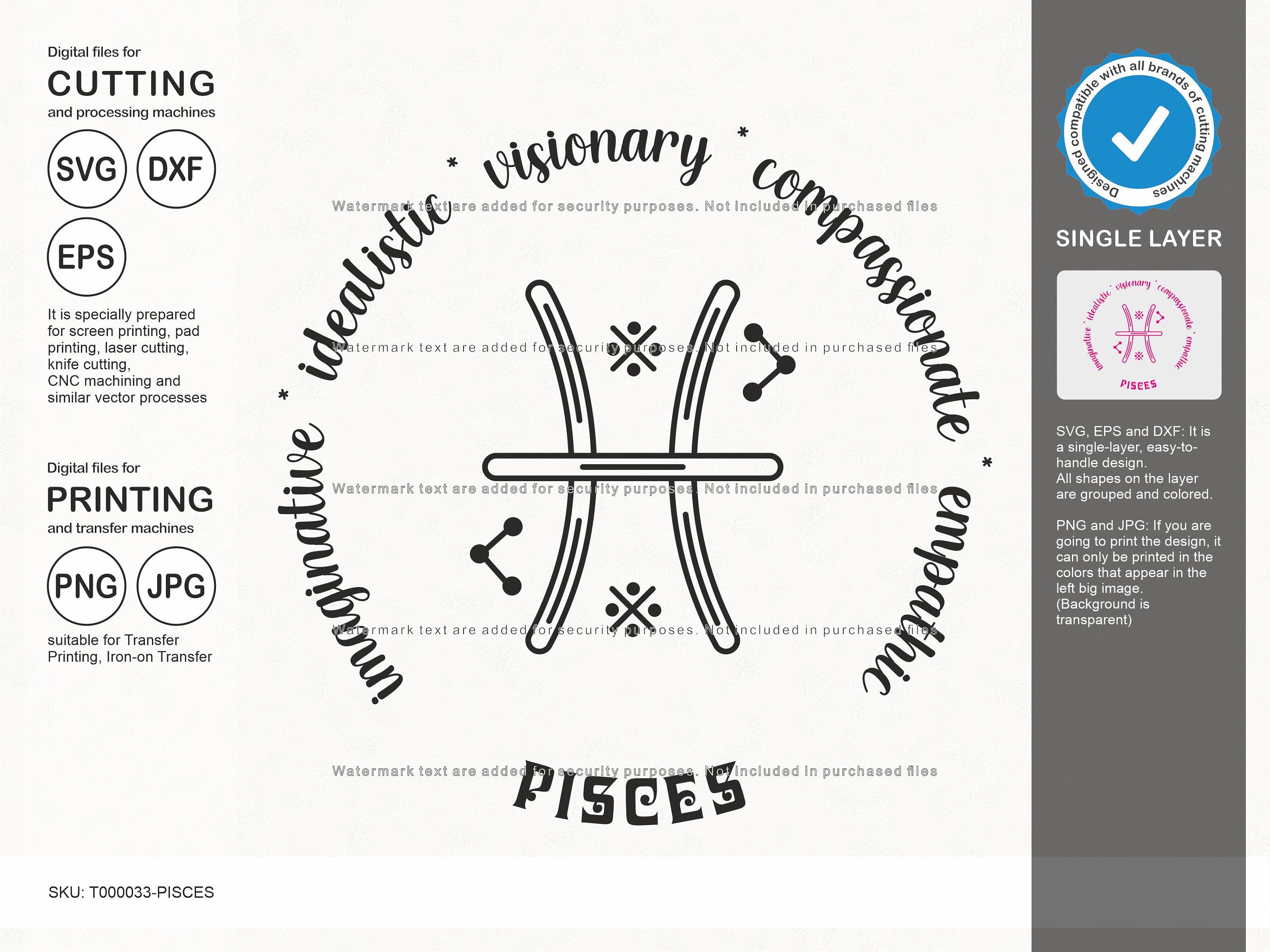 Pisces Svg Fish Zodiac Symbol Svg Pisces Zodiac Sign Svg - Etsy