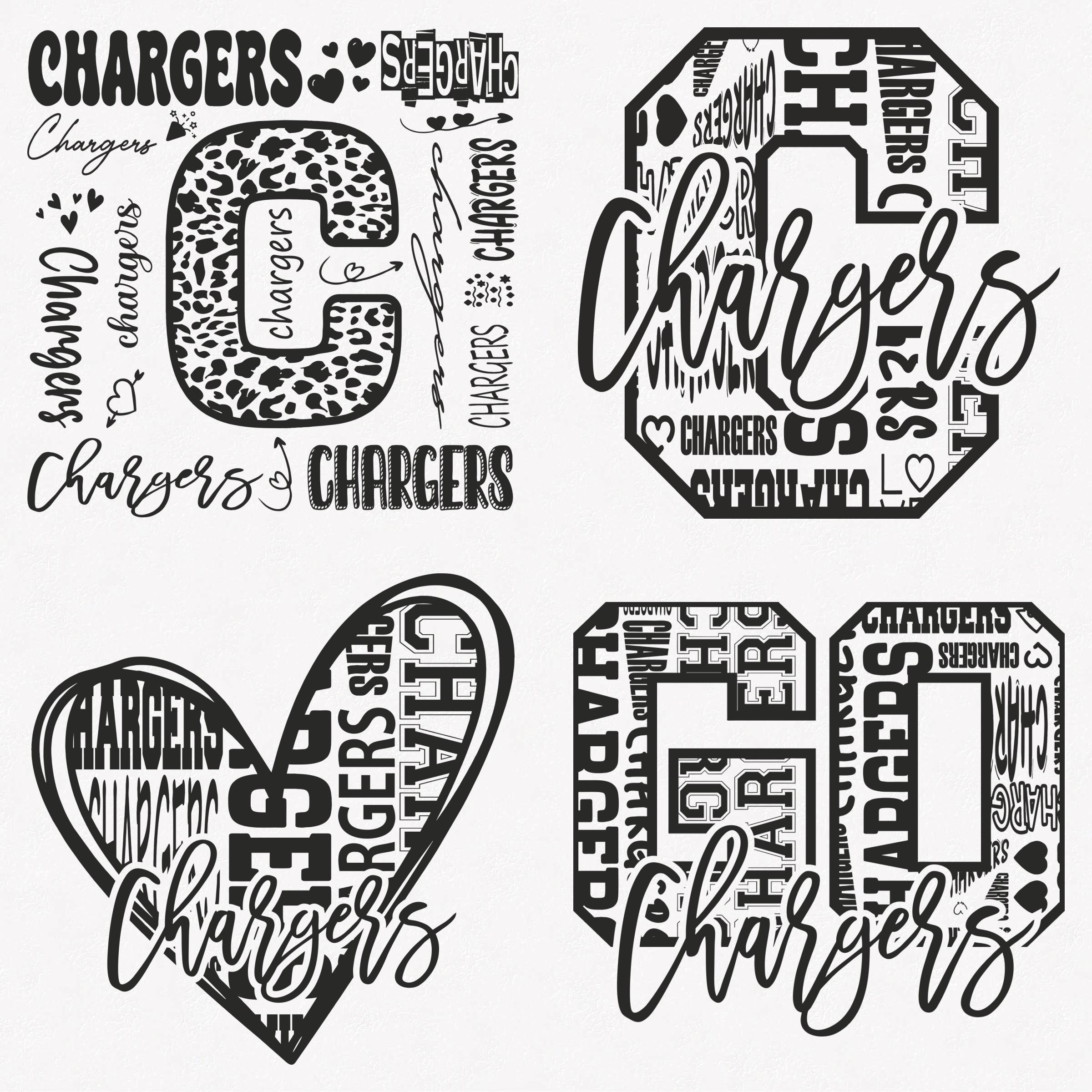 Chargers Svg, Chargers Typography 4 Sports Svg Mascot Pack, Chargers ...