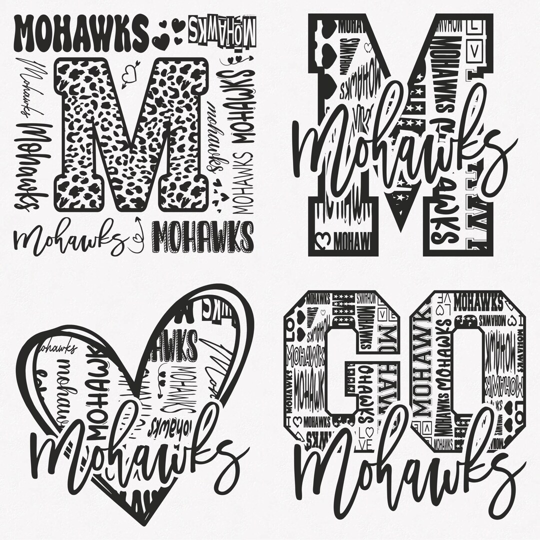 Mohawks Svg, Mohawks Typography 4 Sports Svg Mascot Pack, Mohawks ...