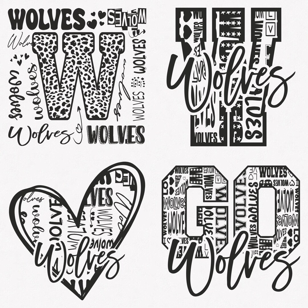 Wolves Svg, Wolves Typography 4 Sports Svg Mascot Pack, Wolves ...