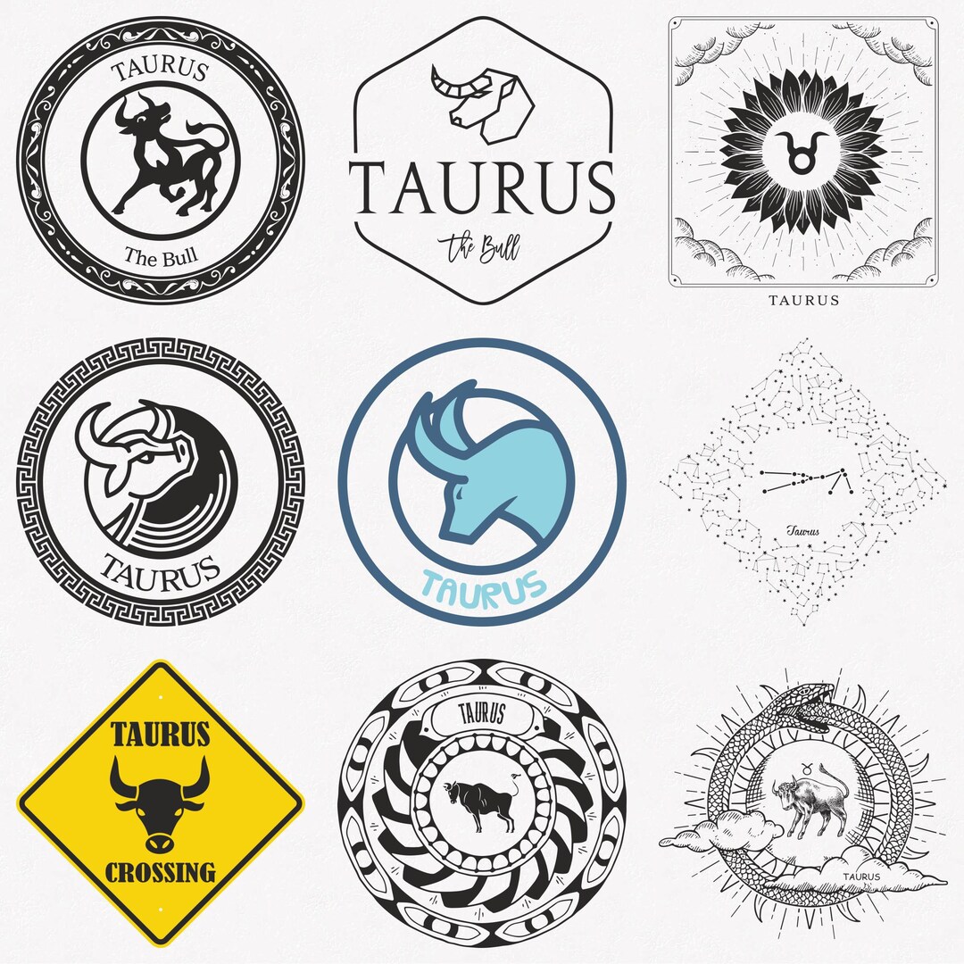 Taurus Svg, Bull Zodiac Symbol Svg, Taurus Zodiac Sign Svg, 9-pack ...