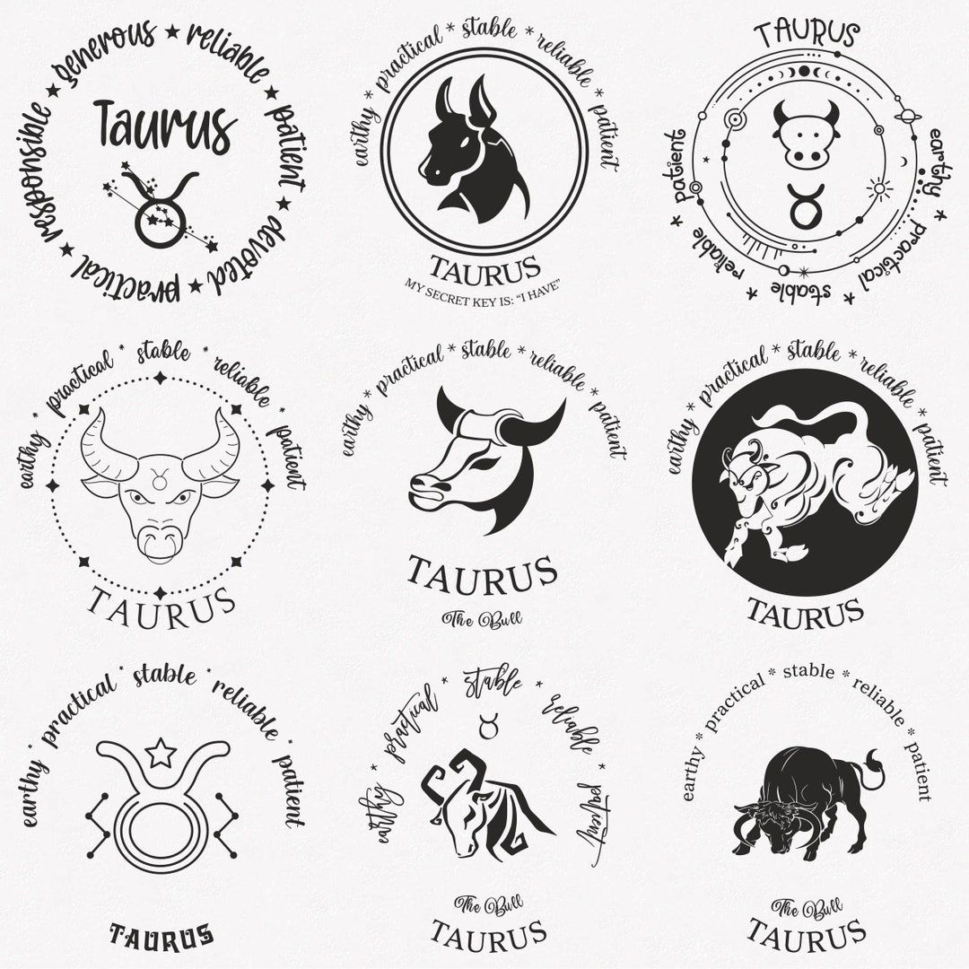 Taurus Svg, Bull Zodiac Symbol Svg, Taurus Zodiac Sign Svg, 9-pack ...