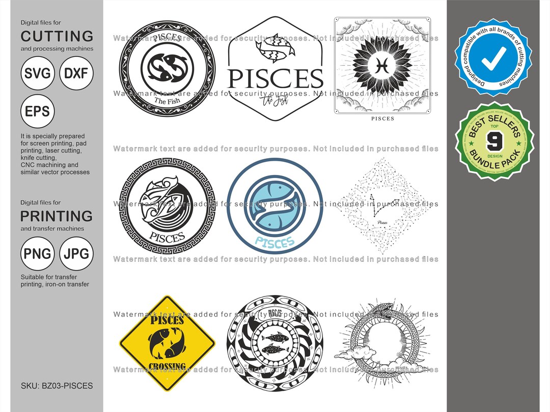 Pisces Svg Fish Zodiac Symbol Svg Pisces Zodiac Sign Svg - Etsy