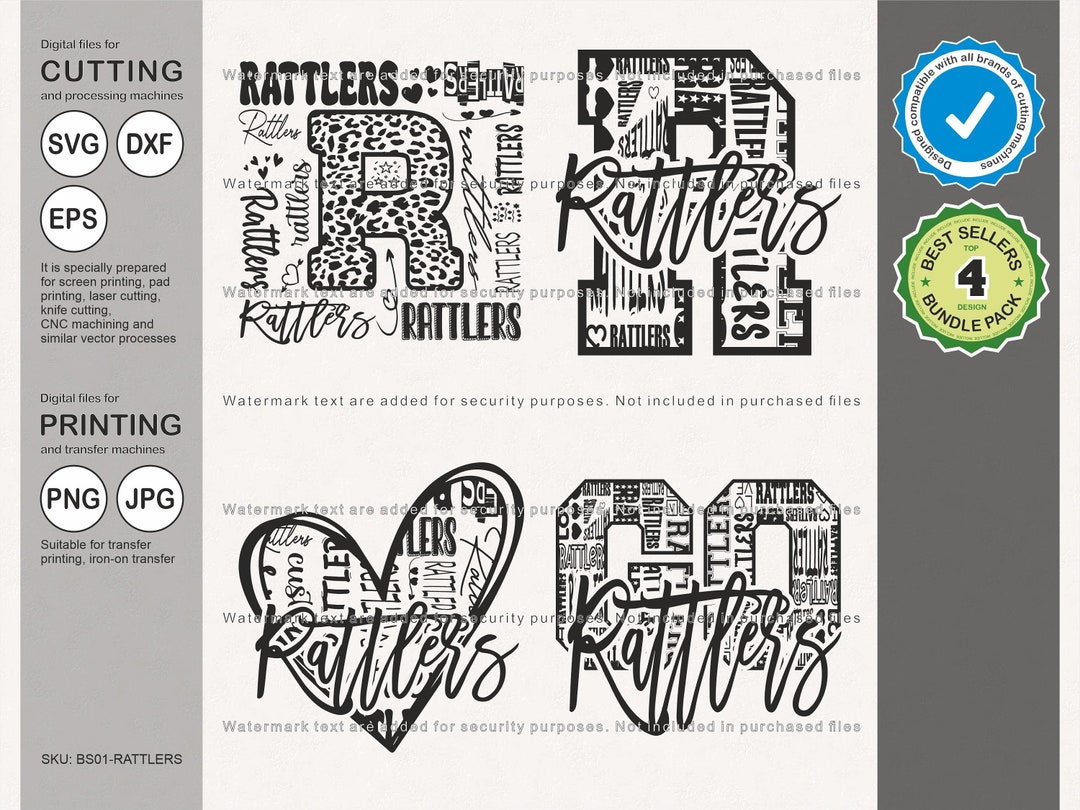 Rattlers Svg Rattlers Typography 4 Sports Svg Mascot Pack - Etsy