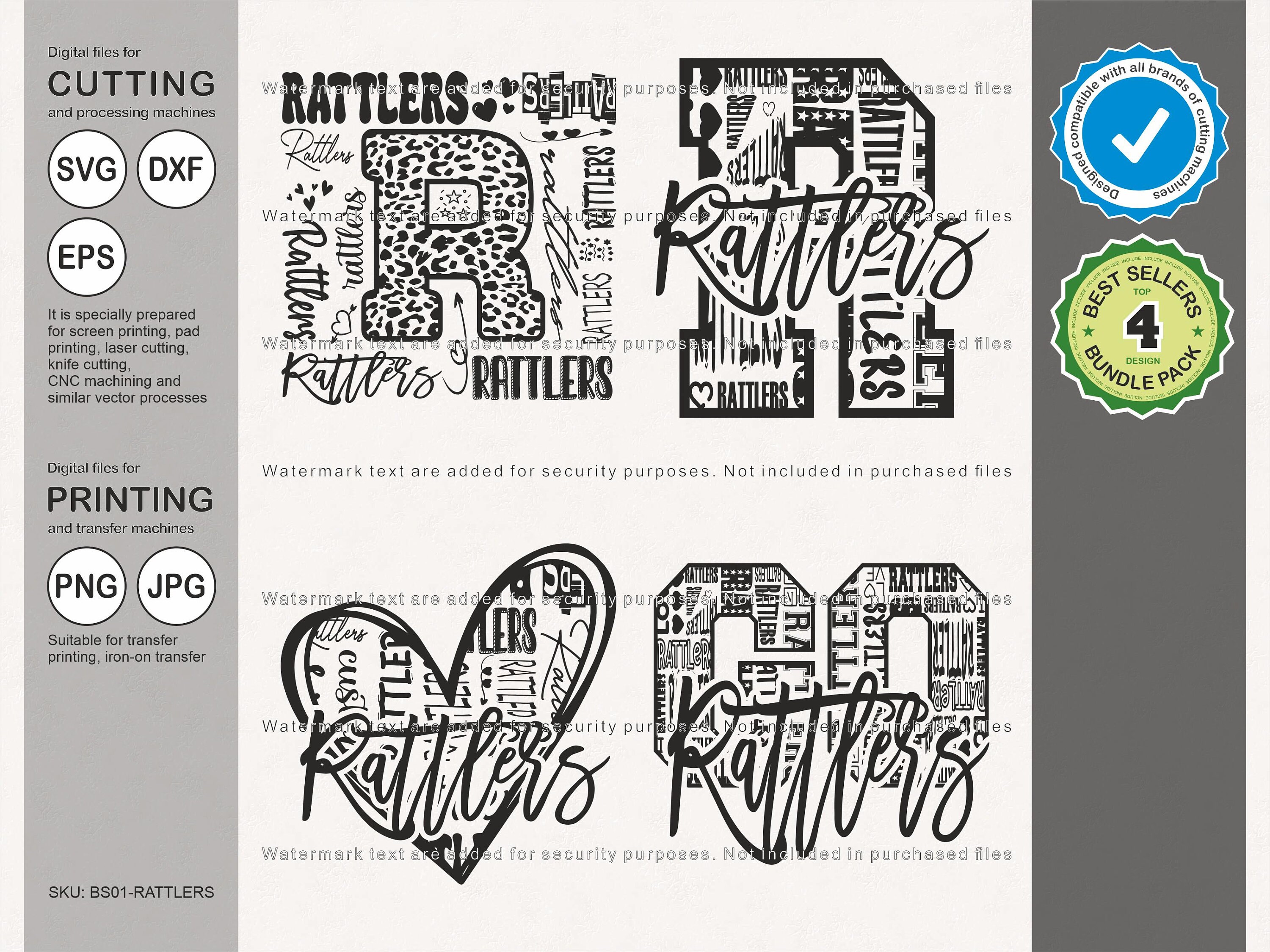 Rattlers Svg Rattlers Typography 4 Sports Svg Mascot Pack - Etsy