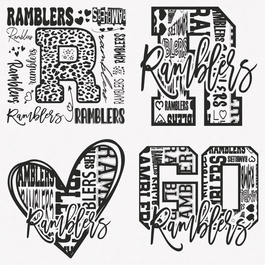 Ramblers Svg, Ramblers Typography 4 Sports Svg Mascot Pack, Ramblers ...