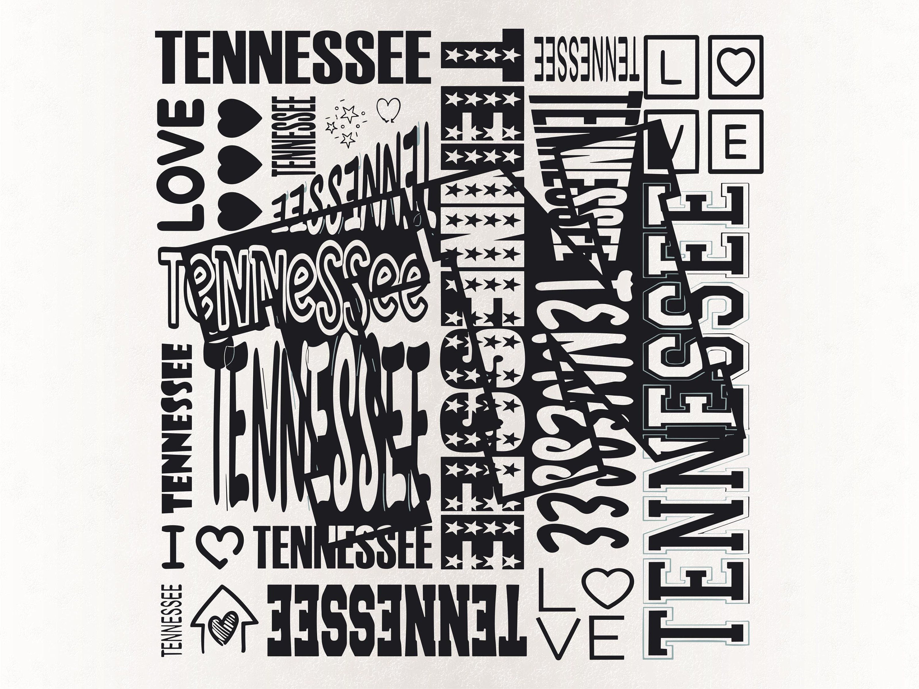 TN Tennessee State Typography Bundle Svg, Tennessee State Bundle Svg ...