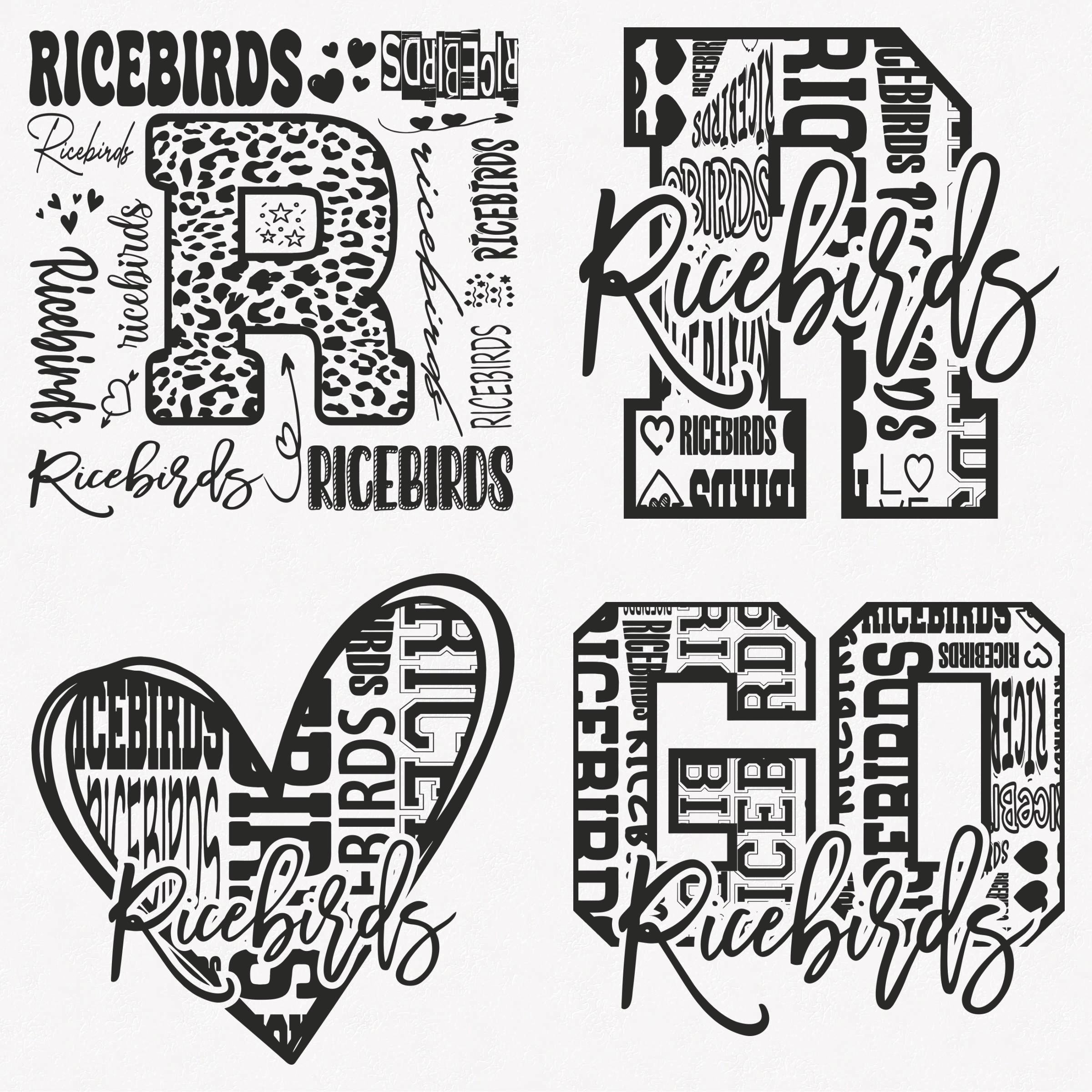 Ricebirds Svg, Ricebirds Typography 4 Sports Svg Mascot Pack, Ricebirds ...