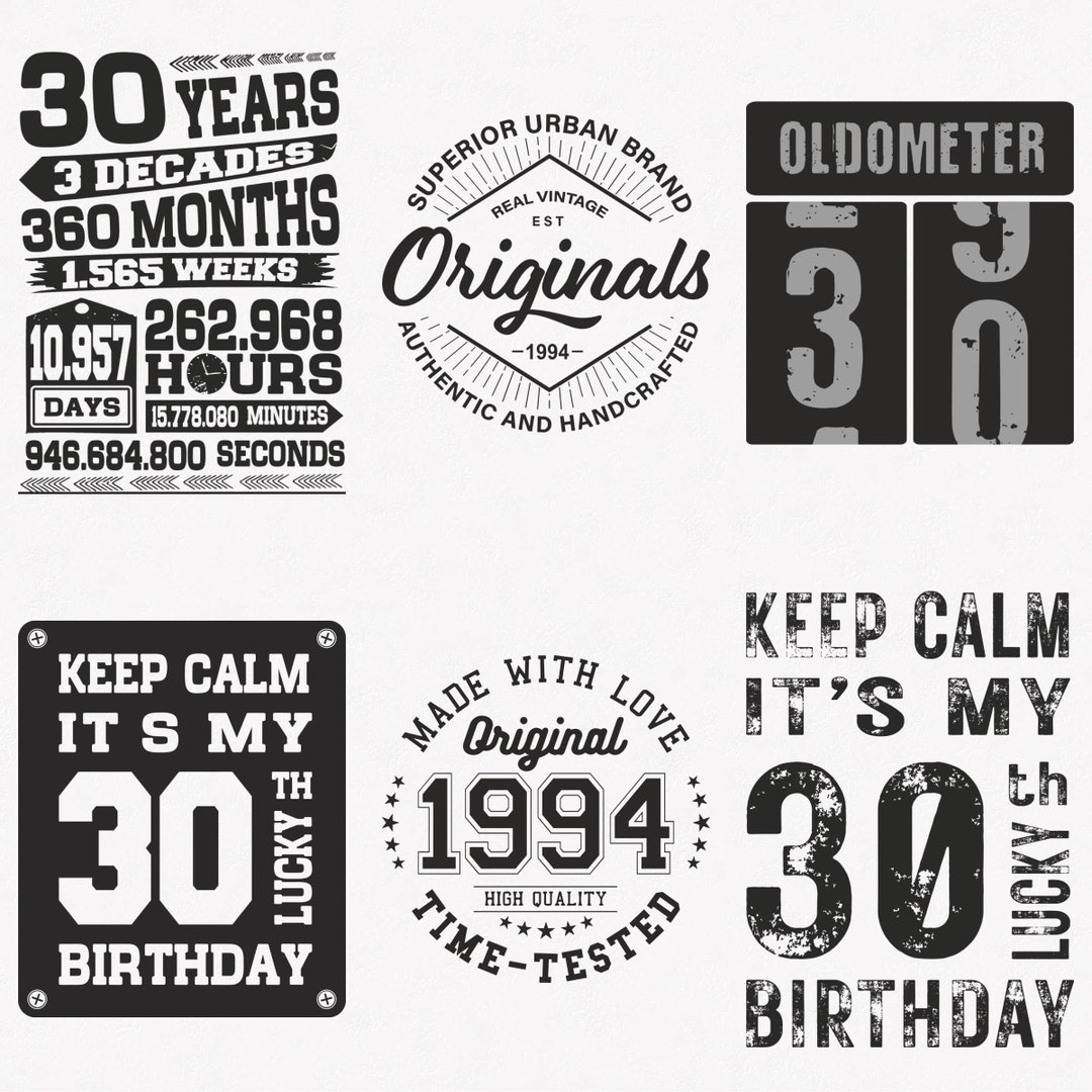 1994 Svg, 30th Birthday Svg, 6-pack 1994 Svg Bundle, Original Rustic ...