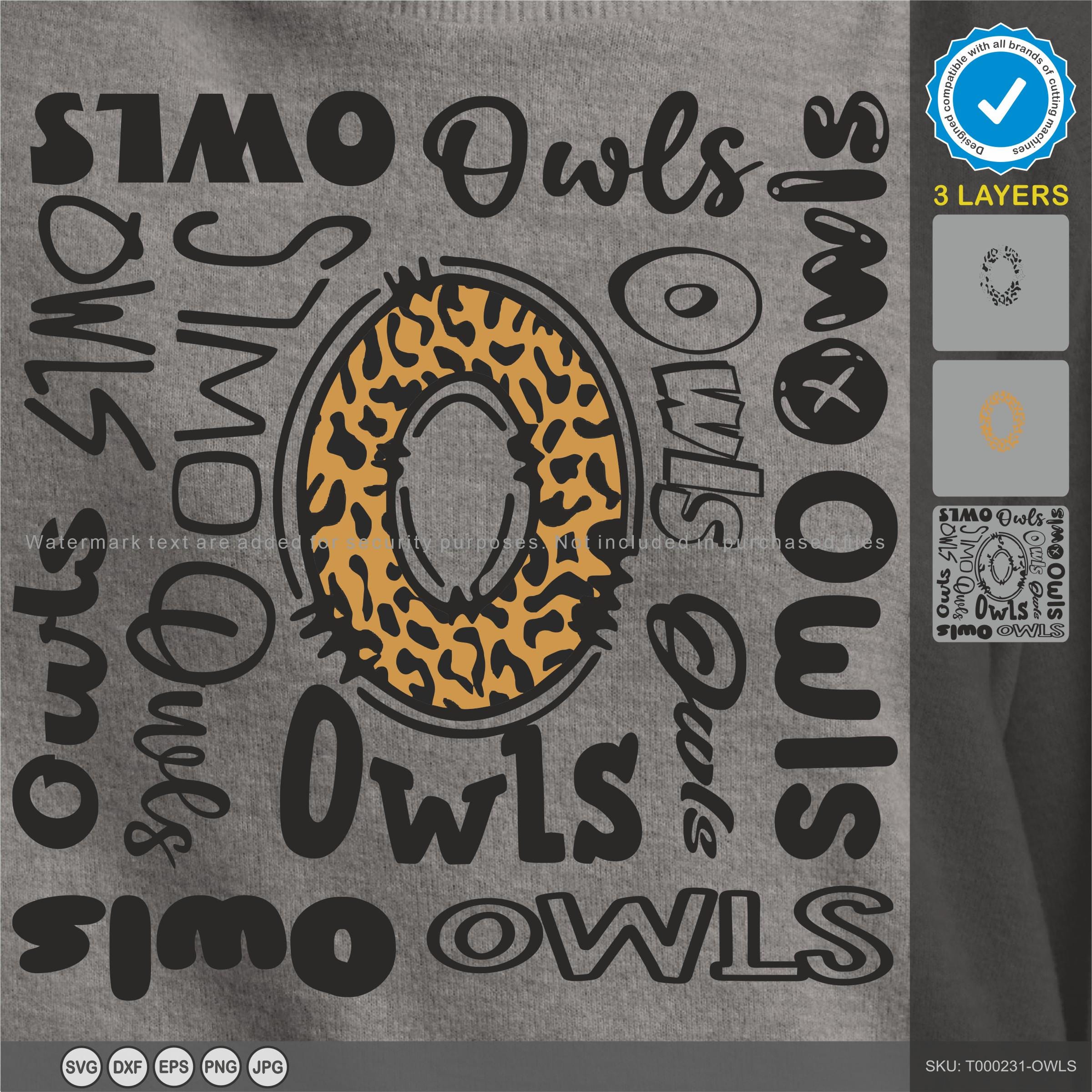 Owls Svg, Owls Typography 4 Sports Svg Mascot Pack, Owls Typography Svg ...